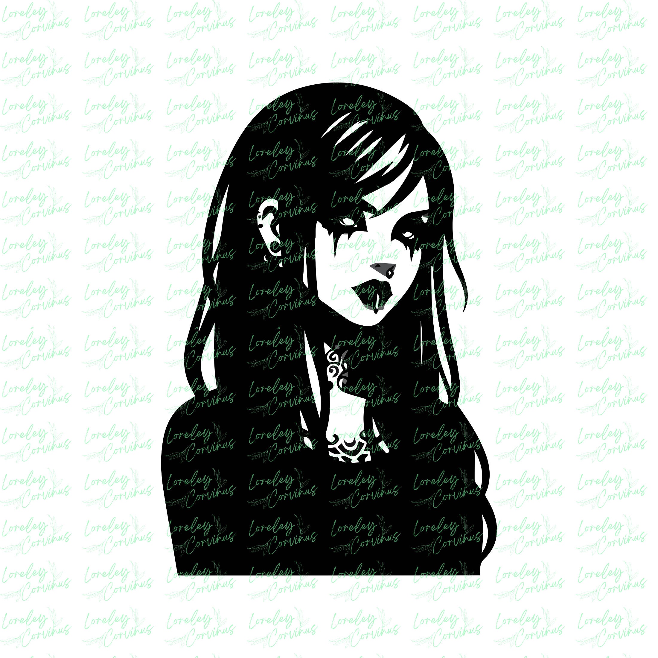 Beautiful Goth Girl PNG, Jpg, SVG, EPS, Vector, Instant Download - Etsy