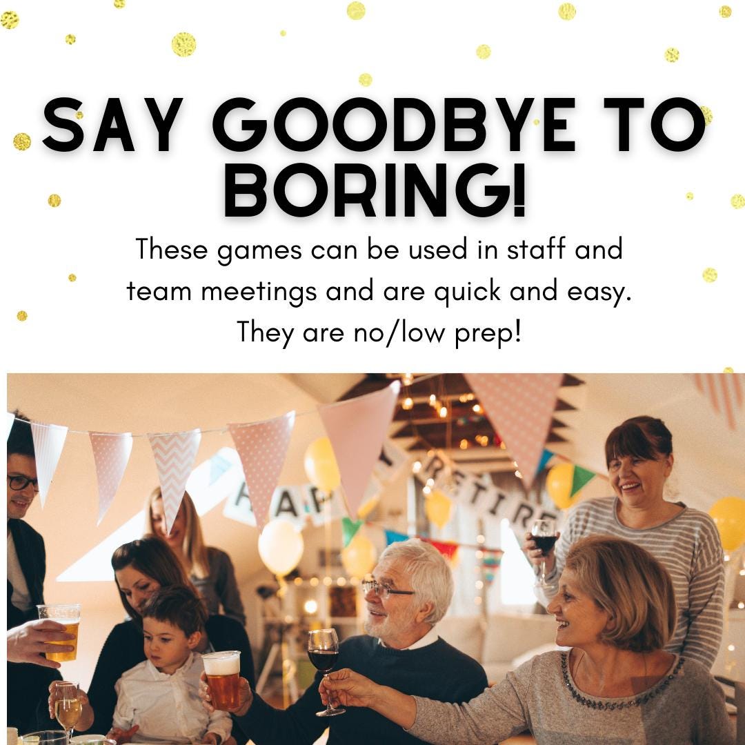 5 Games for Retirement Party Games + BONUS Retirement Name Game | Would ...