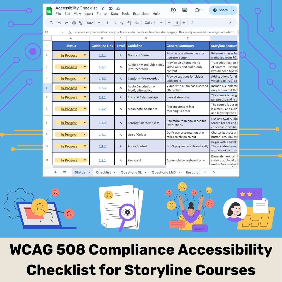 Storyline Accessibility Guidelines Checklist for WCAG 2.1 ADA and Section 508 Compliance ...