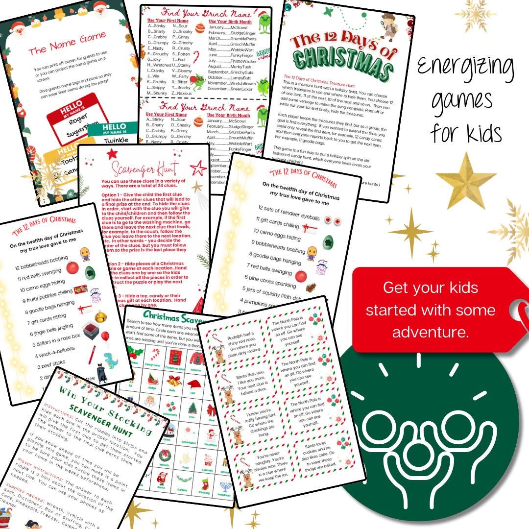 5 Christmas Scavenger Hunt for Kids | Stocking Clues | Christmas Games ...