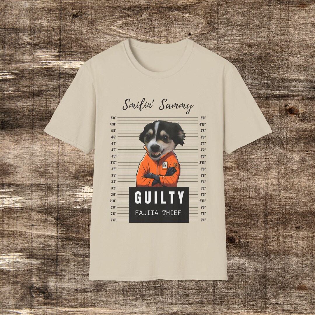 Sammy Mug Shot | Adult Unisex Soft Cotton Shirt | Custom Dog Mug Shot ...