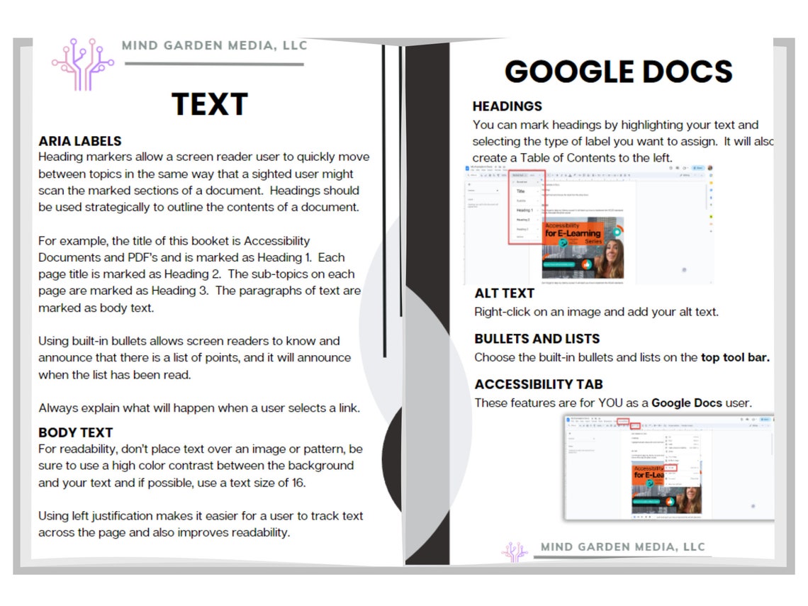 WCAG Best Practices for documents, pdfs, and e-books, How to Use docs, word, canva, and the ...