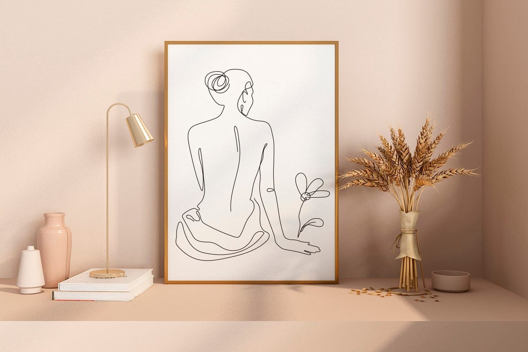Woman Line Drawing Art Print, Modern Body Line Art, Minimalist Feminine ...