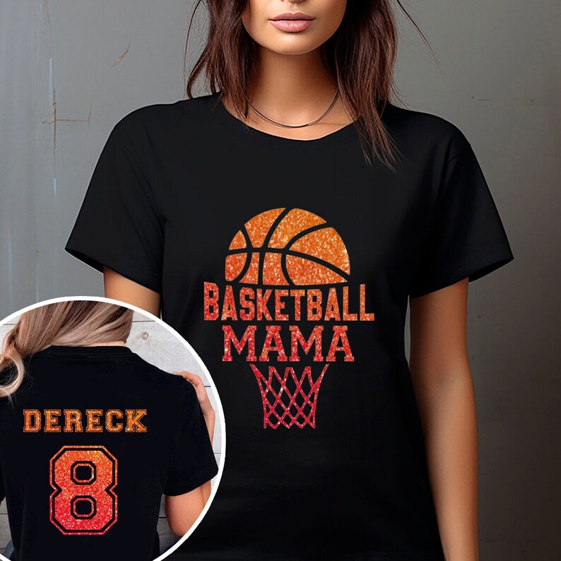 Personalized Basketball Mom Shirt: Glitter Effect Sports Mama Tee - Etsy
