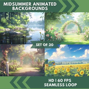 Mega Pack 200x Midsummer Backgrounds Vtuber Stream Package Twitch Background Vtuber Gaming Chair ...