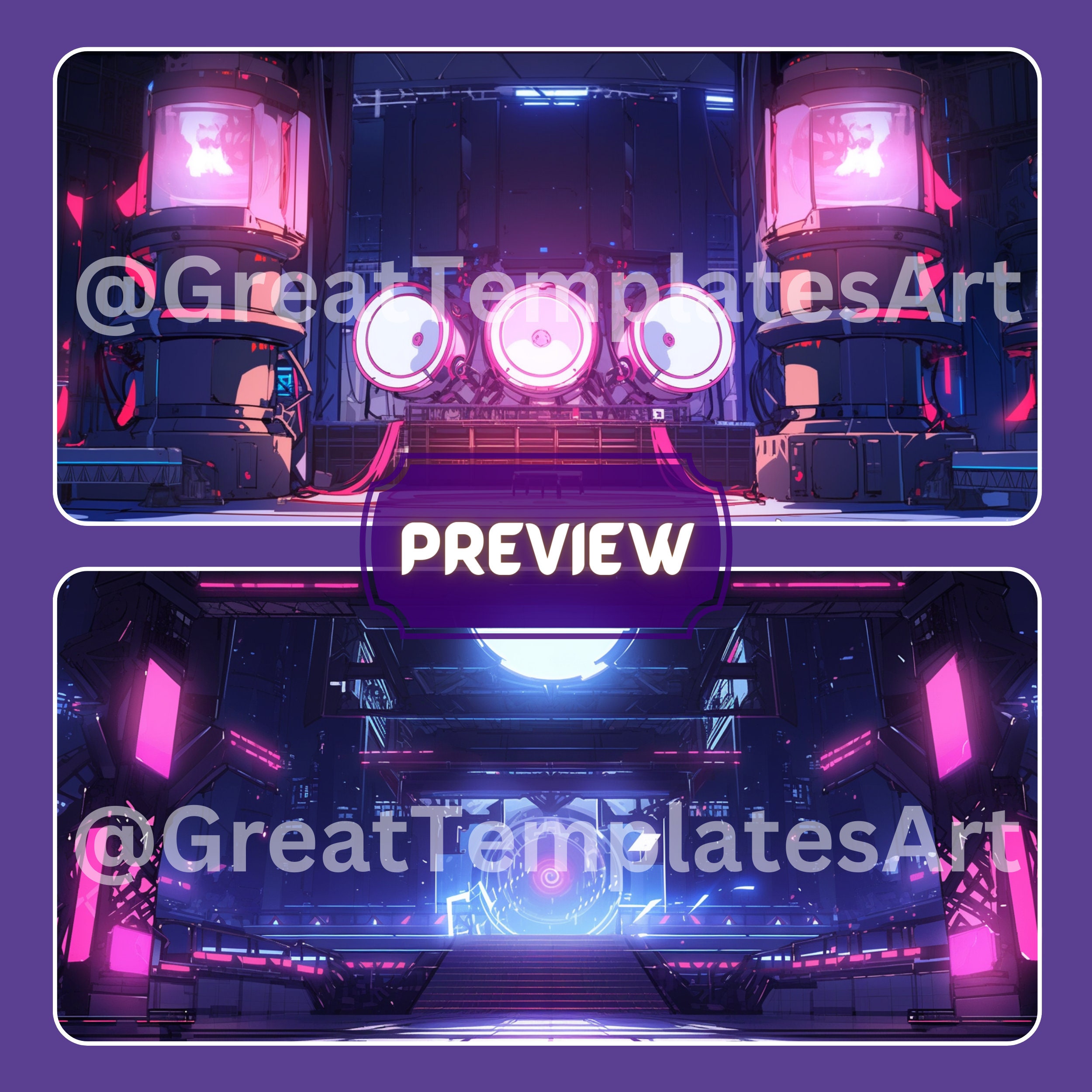 Neon Vtuber Backgrounds Zoom Background Stream Assets Lofi Background ...