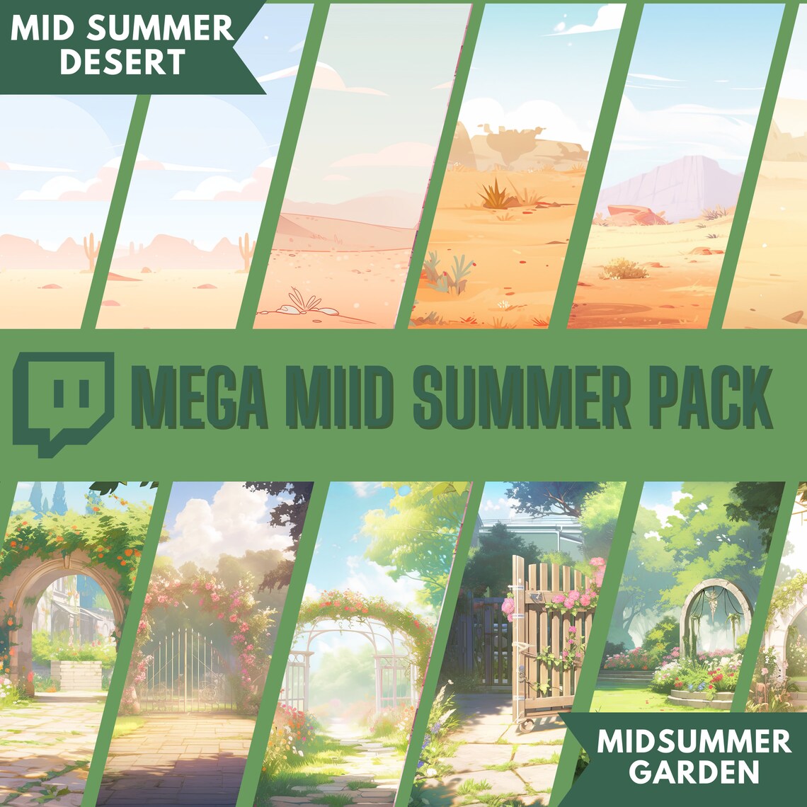 Mega Pack 200x Mid Summer Backgrounds Vtuber Stream Package Twitch ...