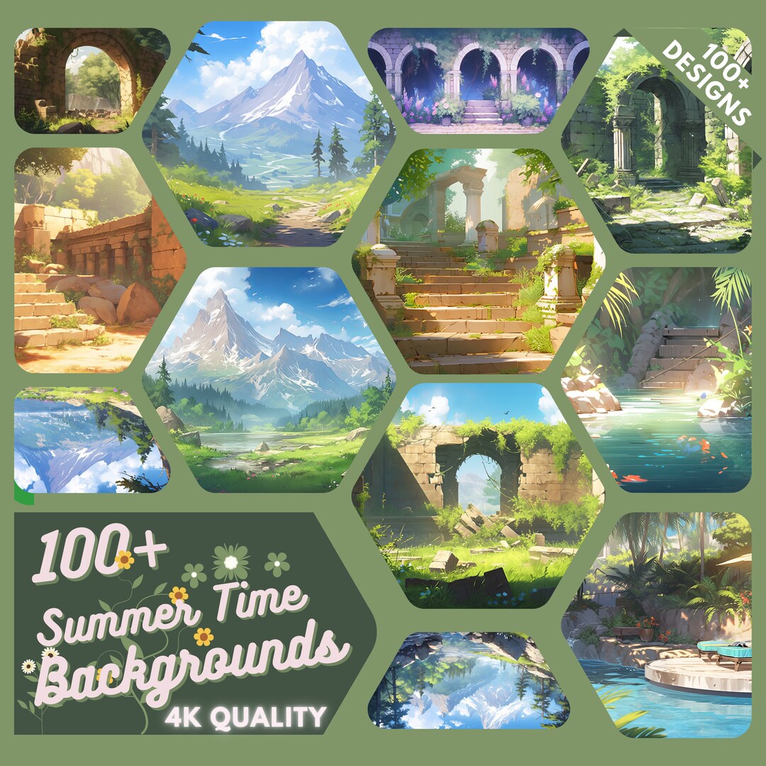 Mid-summer Vtuber Backgrounds: Twitch Stream Overlay (PNG Digital ...