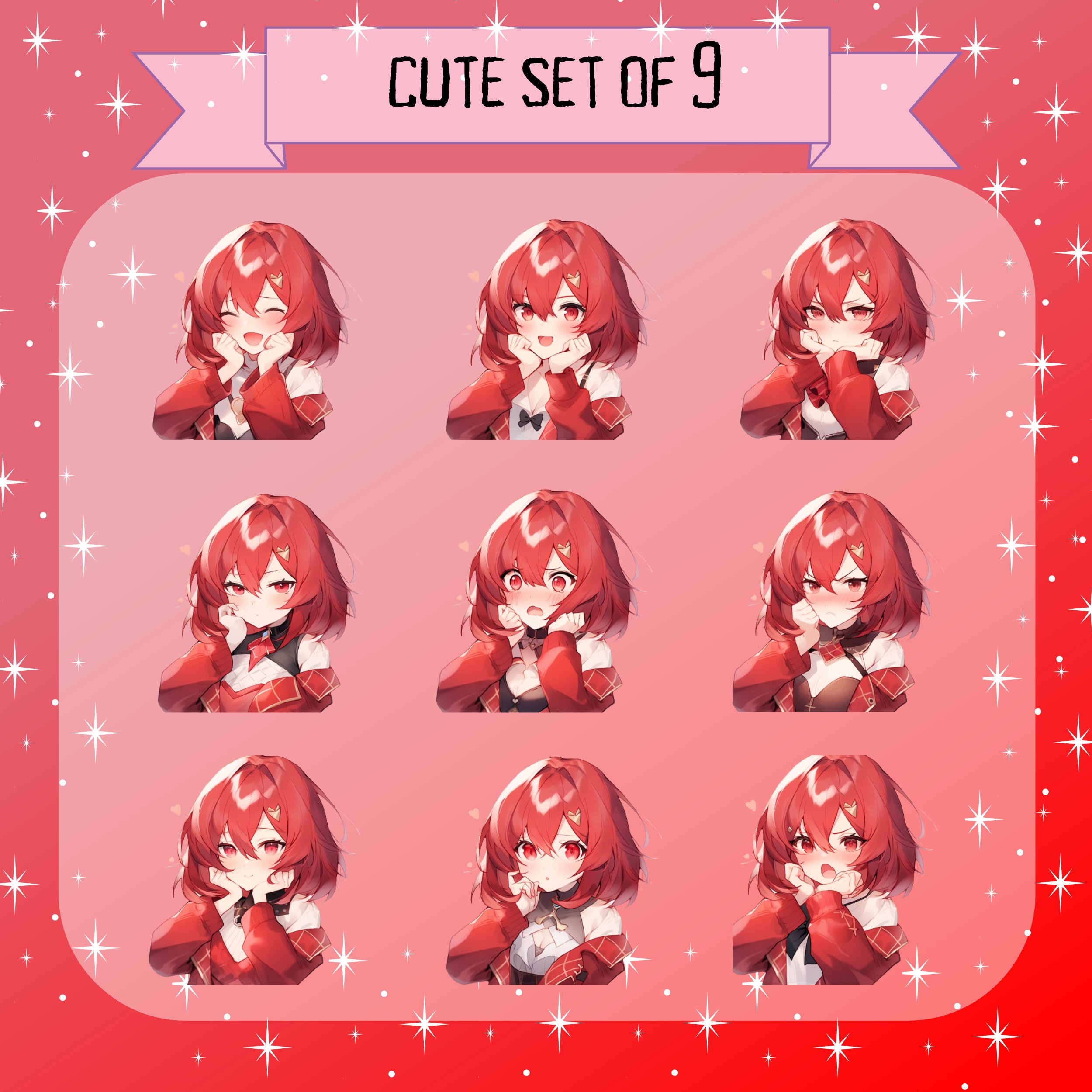 Mega Pack 45 Animated Twitch Emotes Red Hair Animated Twitch Emotes ...