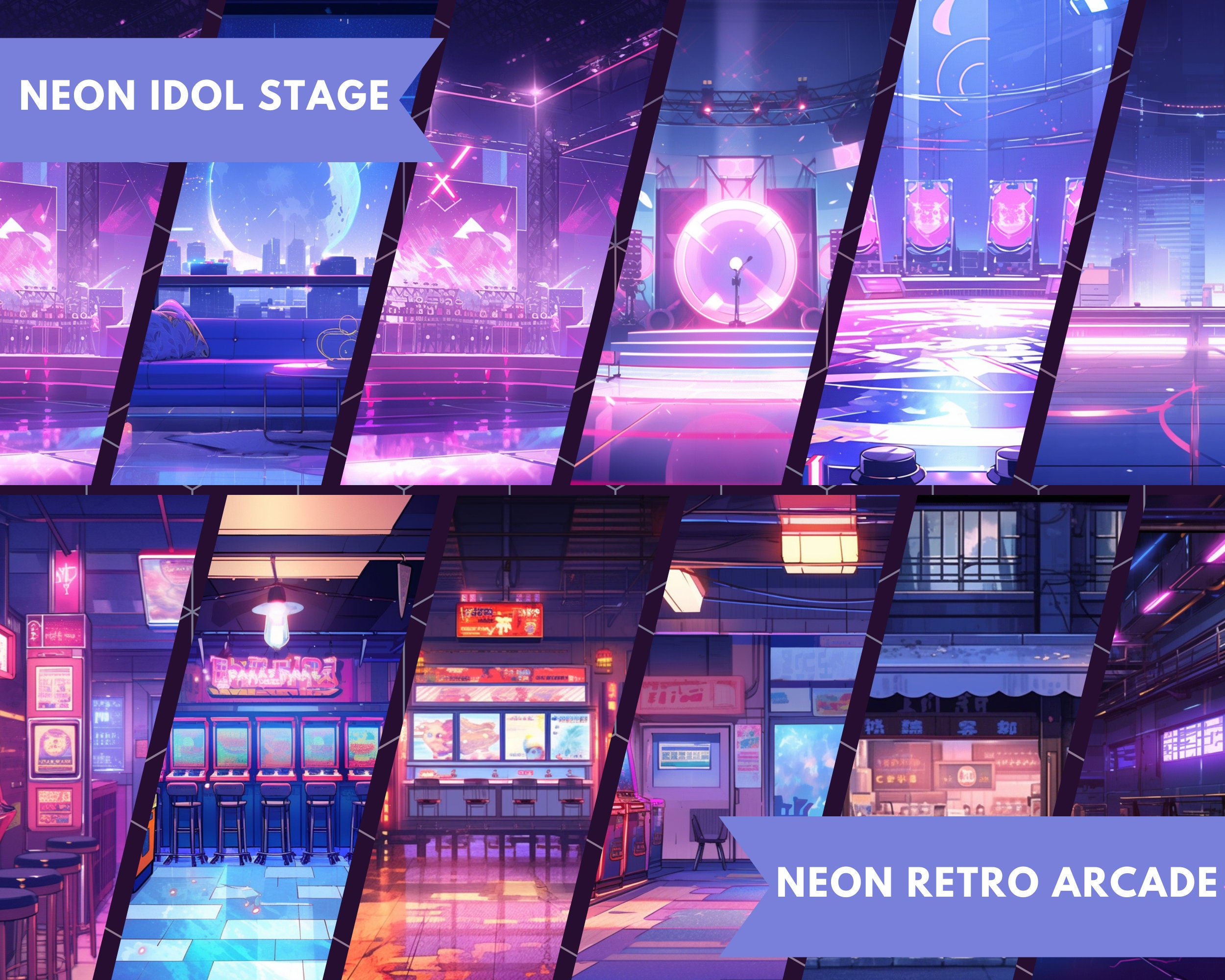 100x Neon Vtuber Virtual Background Zoom Background Stream Asset Lofi ...