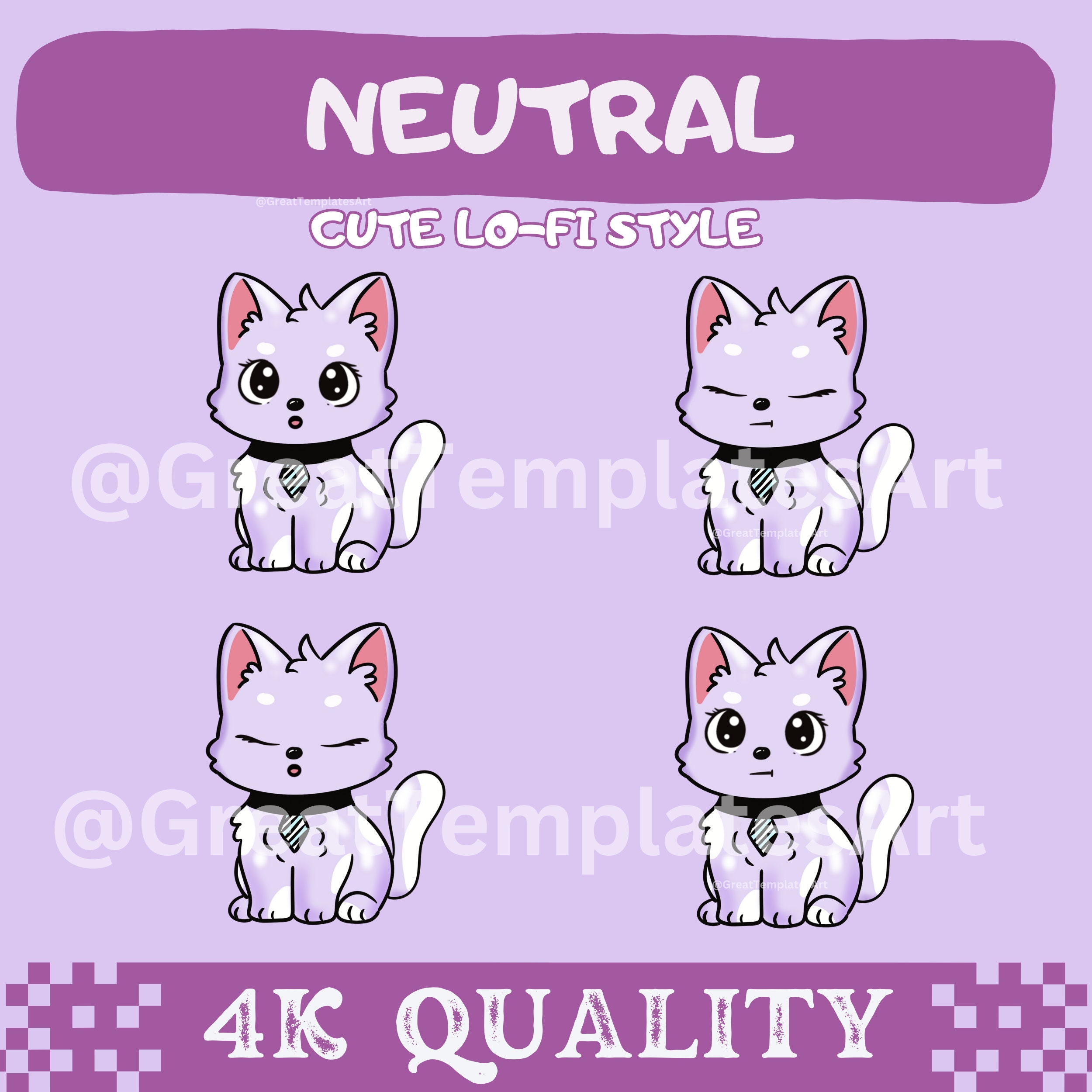 Pngtuber Cute Violet Vtuber Pet Cat Twitch Stream Decoration Vtuber ...