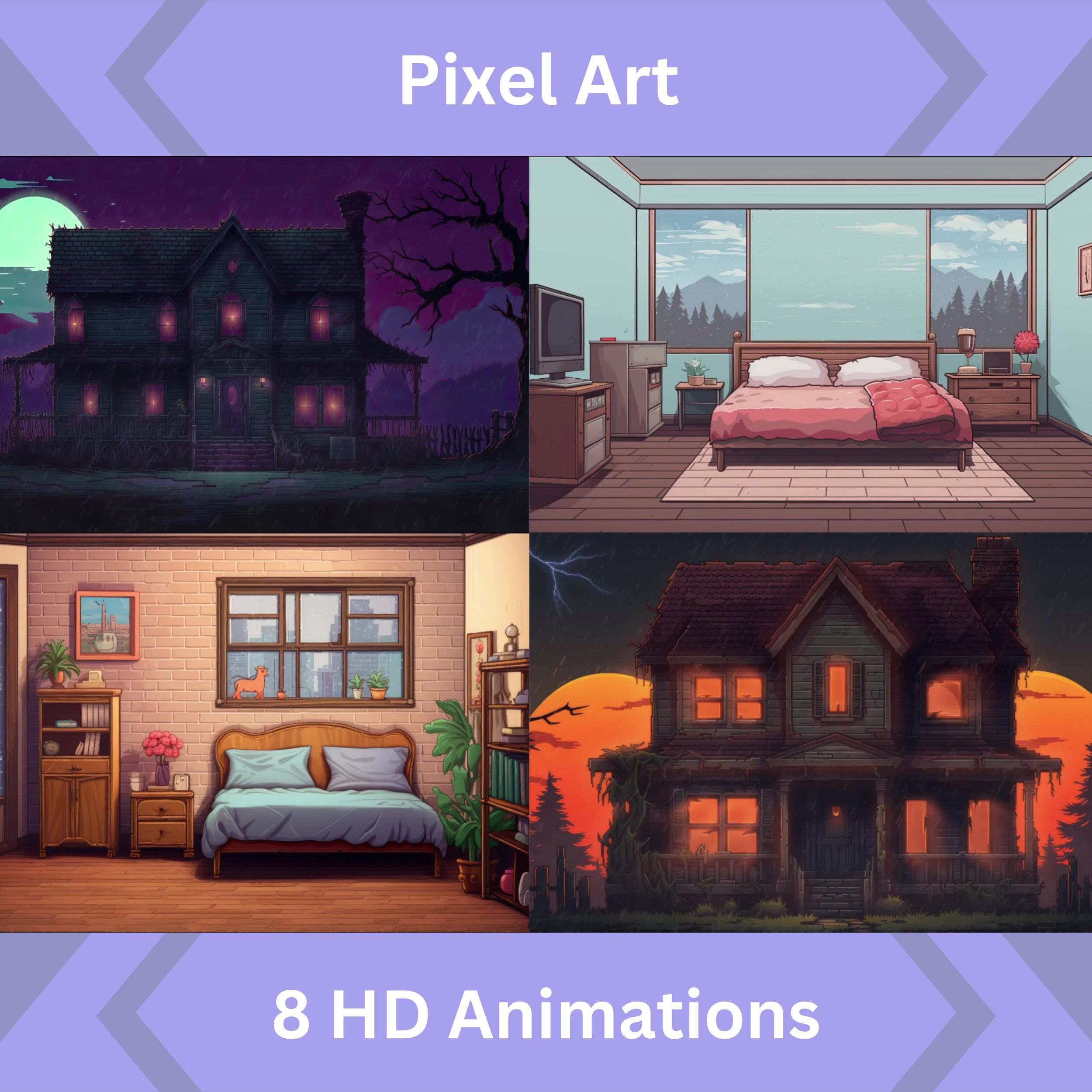 Pixel Art Animated Backgrounds: Lo-fi Streaming Bundle (MP4) - Etsy