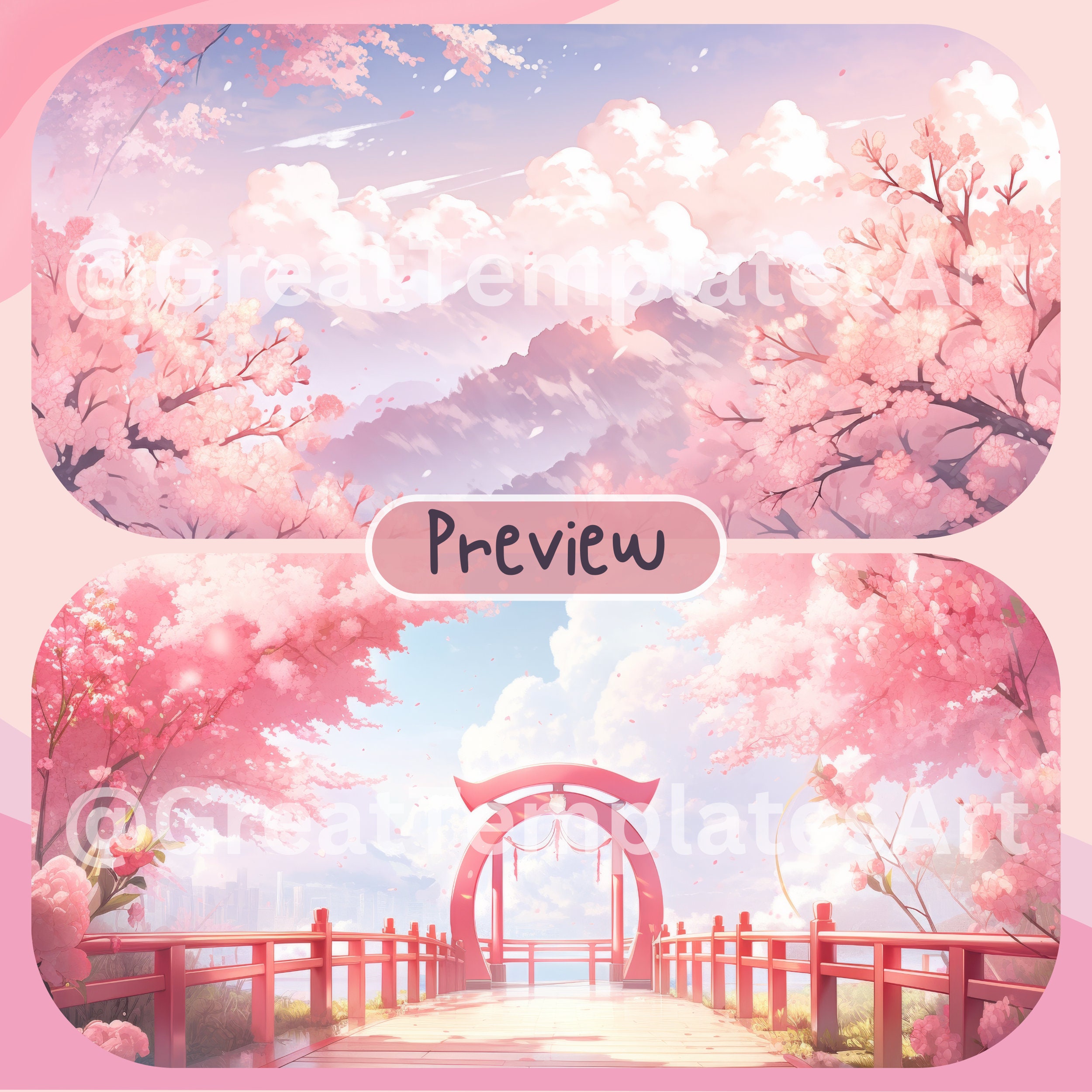 Cherry Blossom Anime Virtual Background Vtuber Background Stream Asset ...