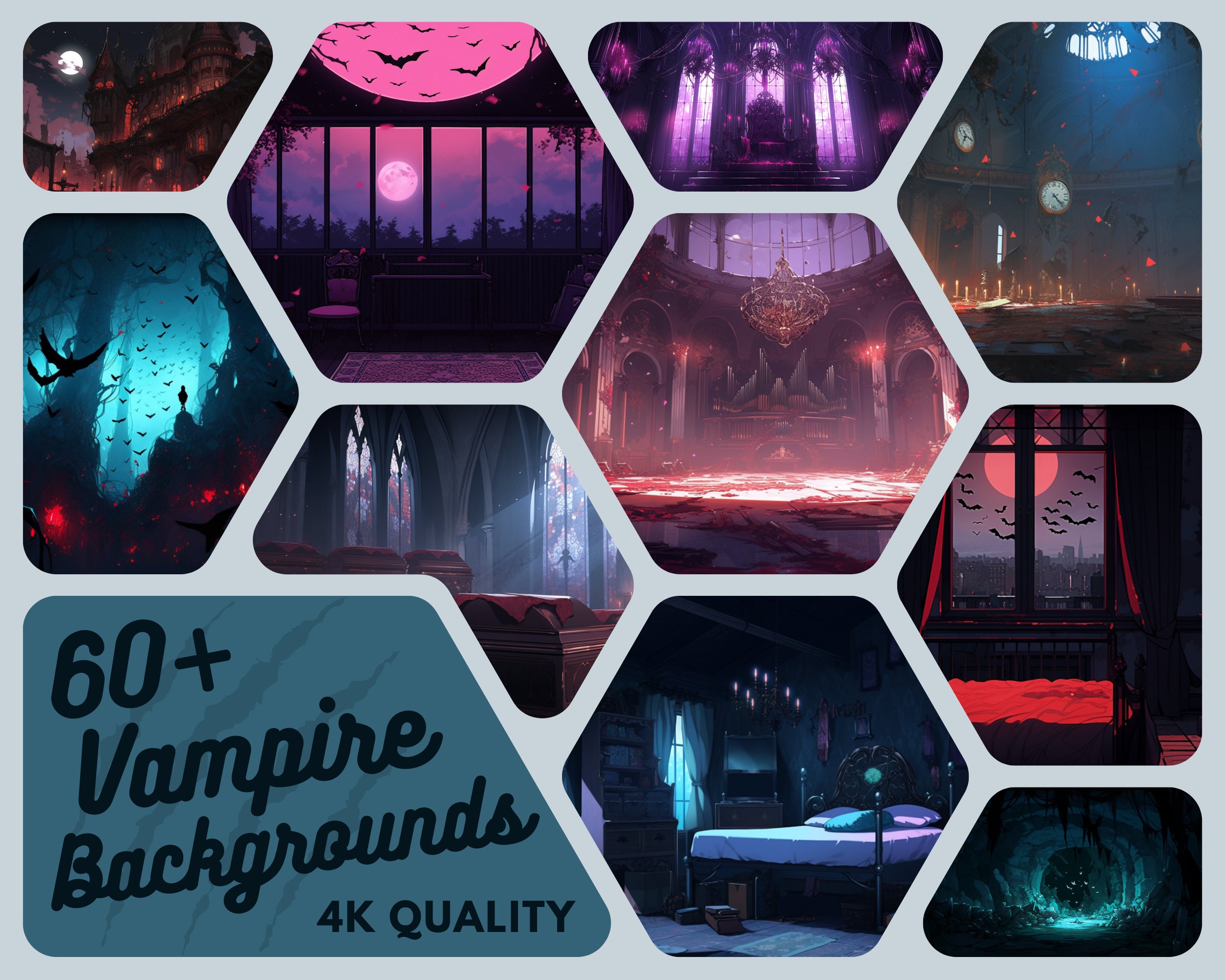 Vampire Halloween Background 60x : Scary Vtuber Background for Twitch ...
