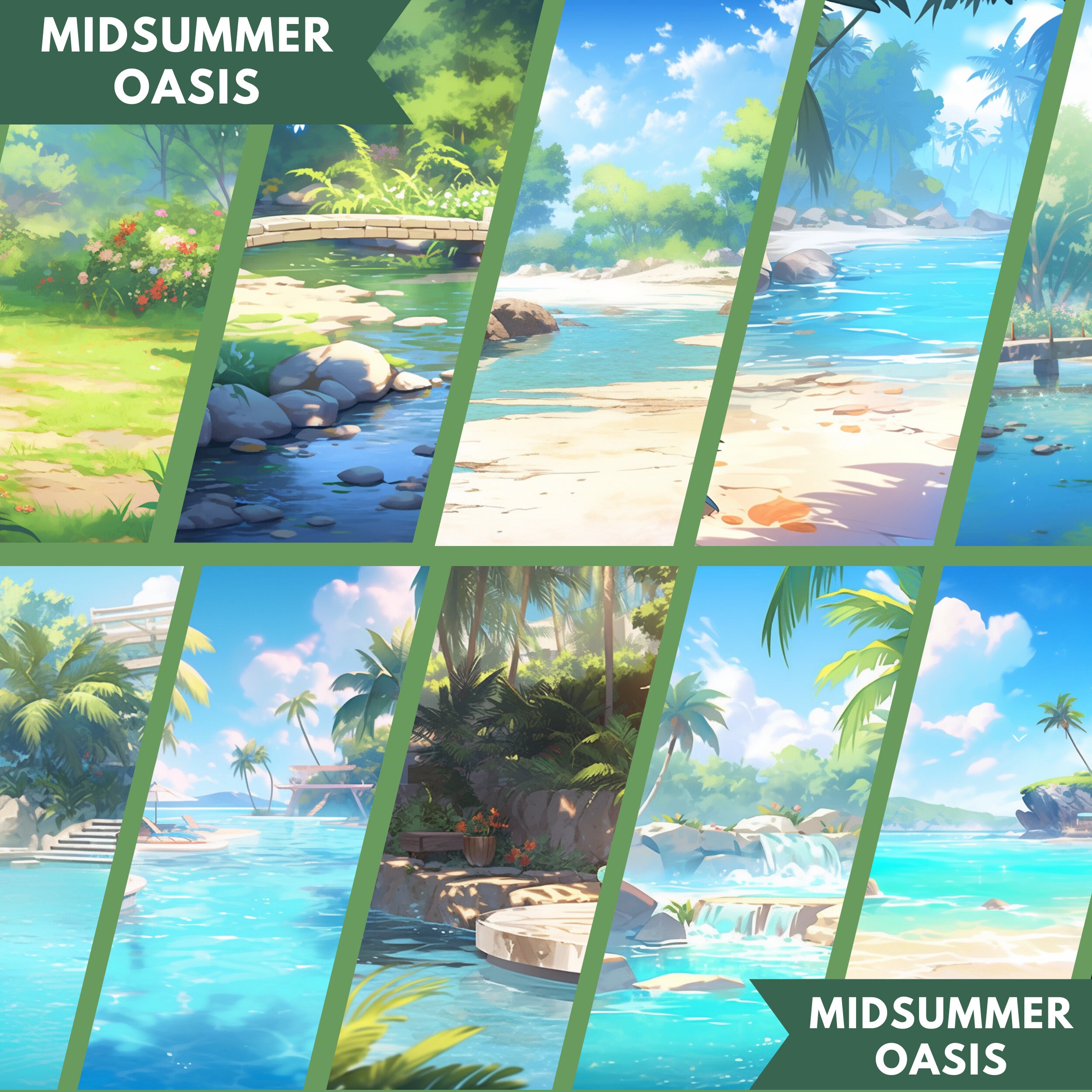 Mega Pack 200x Mid Summer Backgrounds Vtuber Stream Package Twitch ...