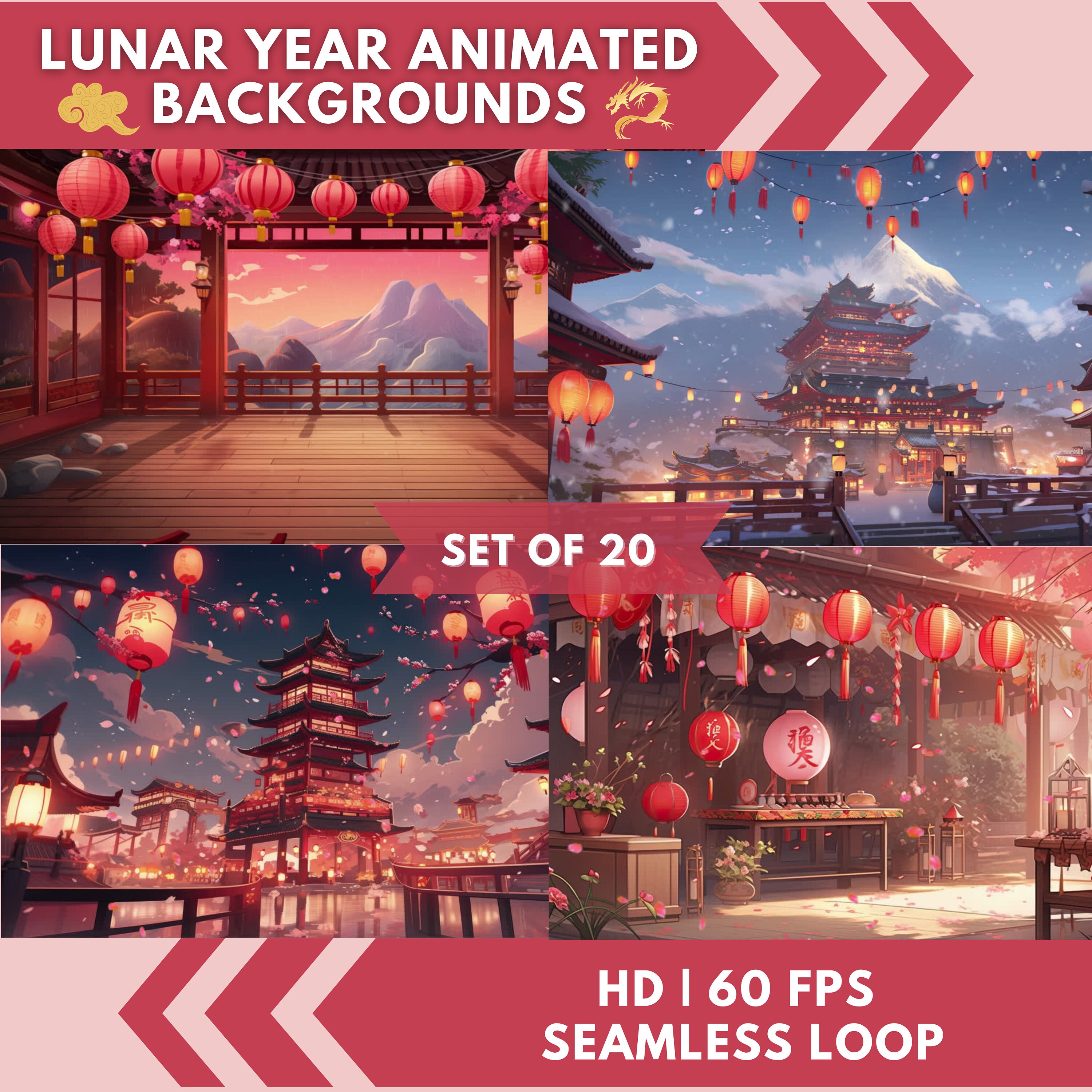 Mega Pack 200x Lunar Year Vtuber Stream Backgrounds Package Twitch ...