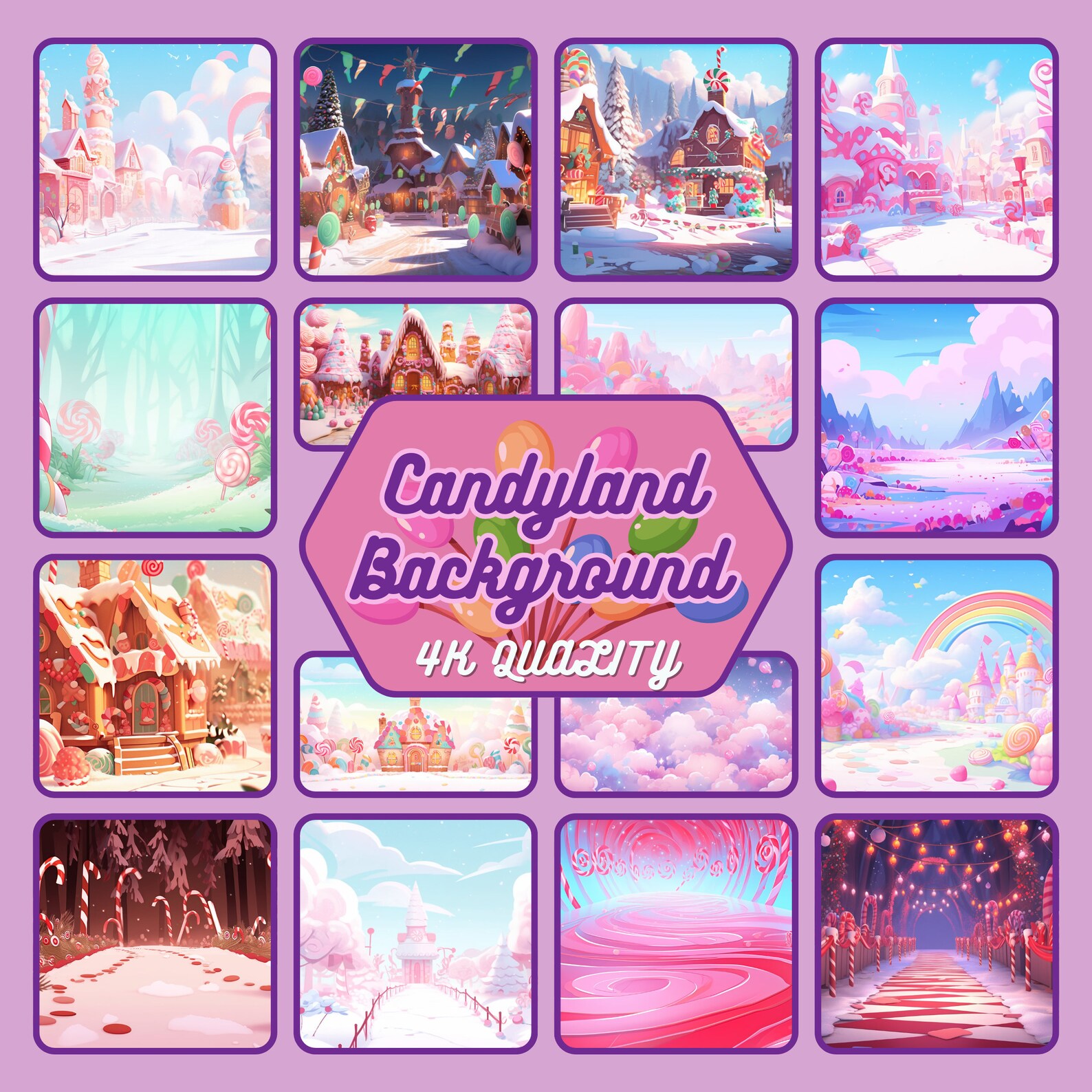Christmas Candy Land Vtuber Backgrounds, Stream and Zoom (PNG Digital ...