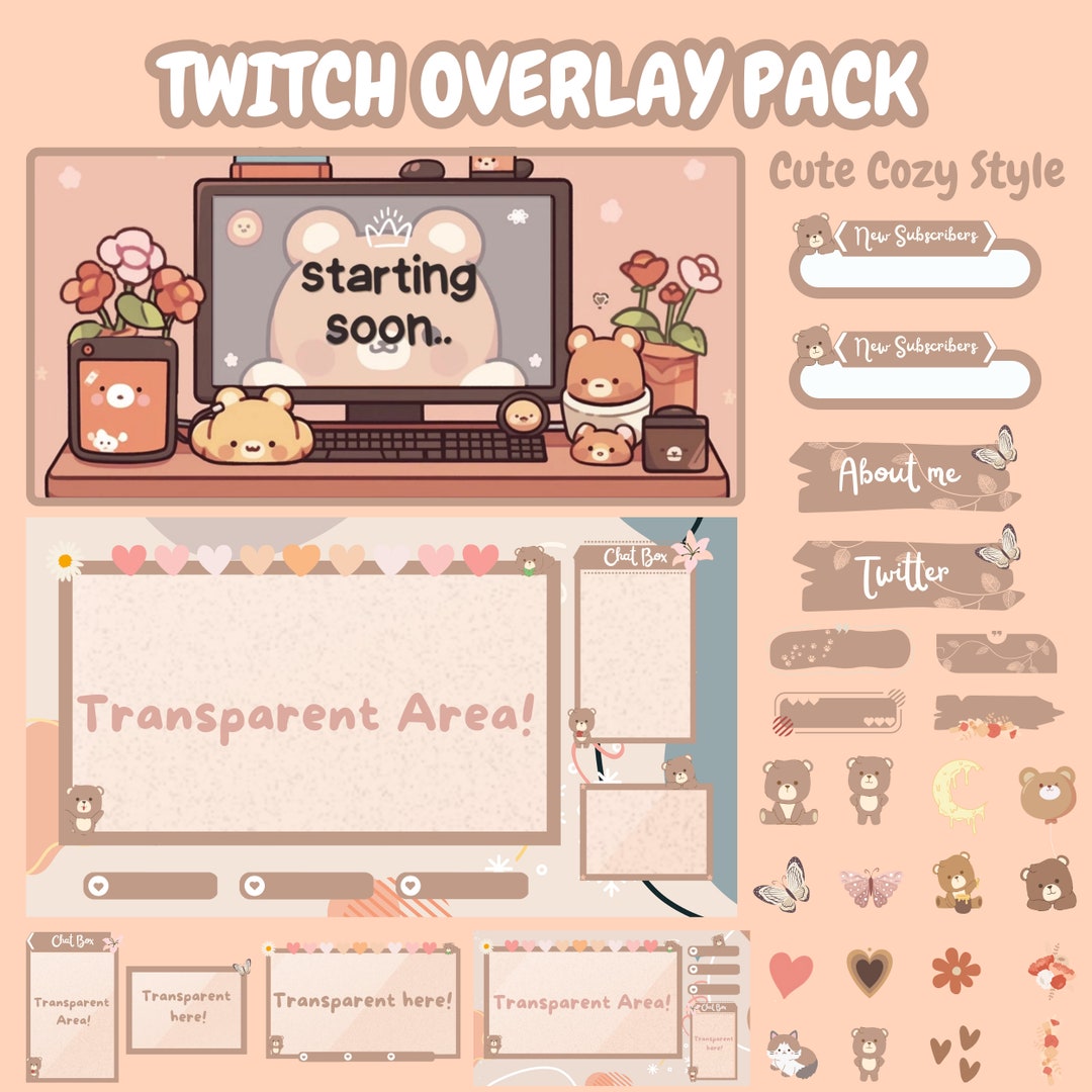 Brown Animated Cozy Stream Overlay for Twitch, Cozy Overlay Stream ...