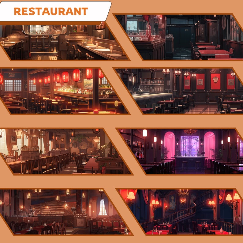50 Anime Restaurant Backgrounds: Vtuber Streaming, Zoom (PNG Digital ...