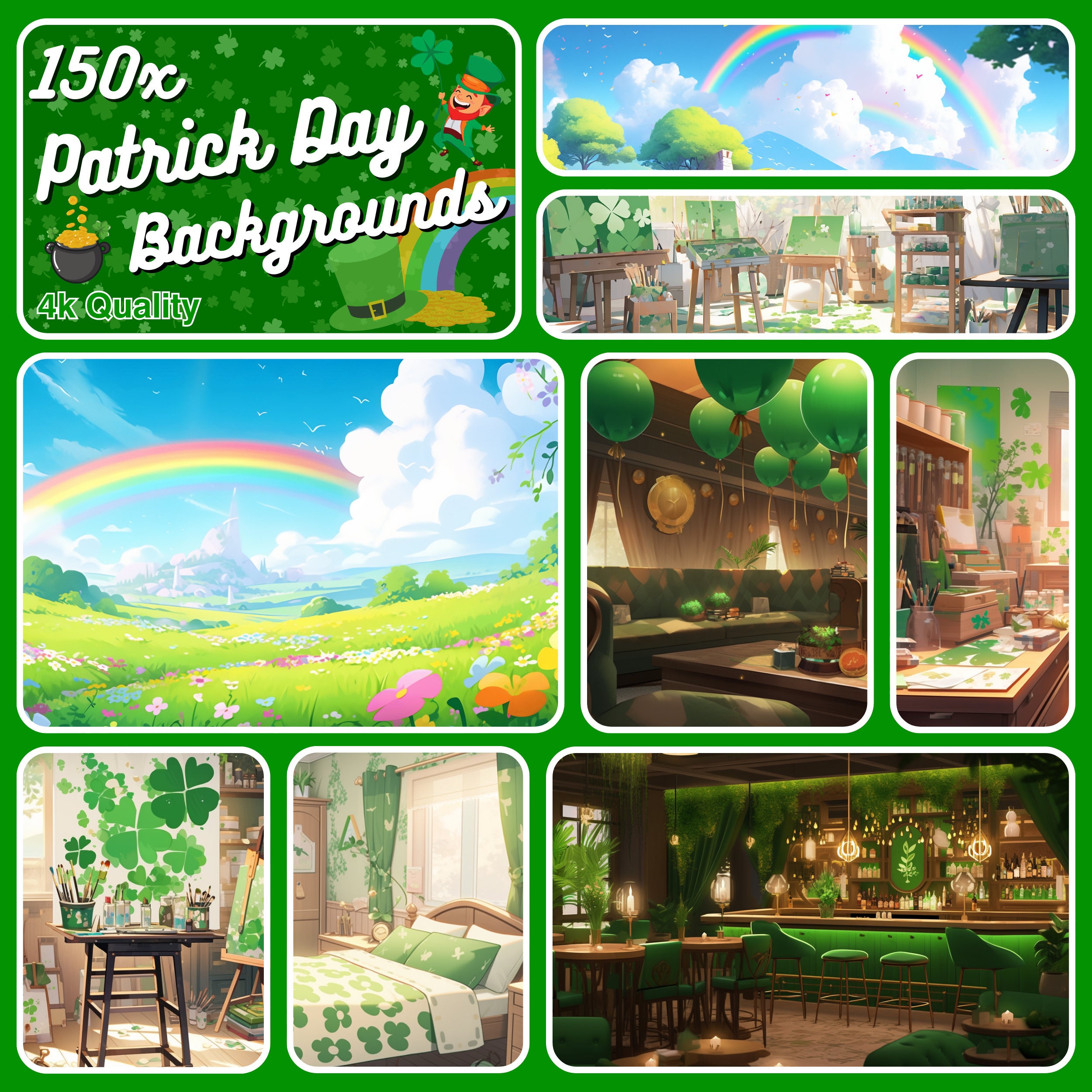 Virtual Stream Background ,patrick Day Stream Background , Cute ...