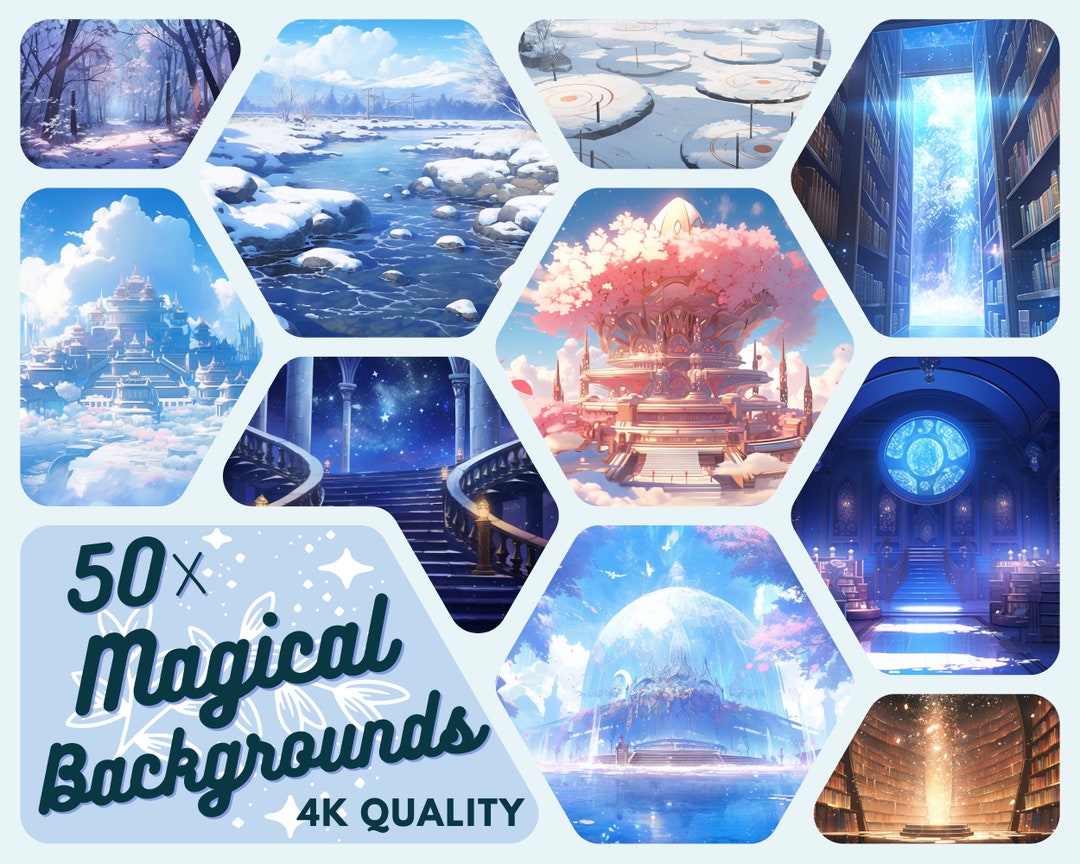 50x Magical Vtuber Backgrounds: Stream Package, Zoom Backgrounds (PNG ...