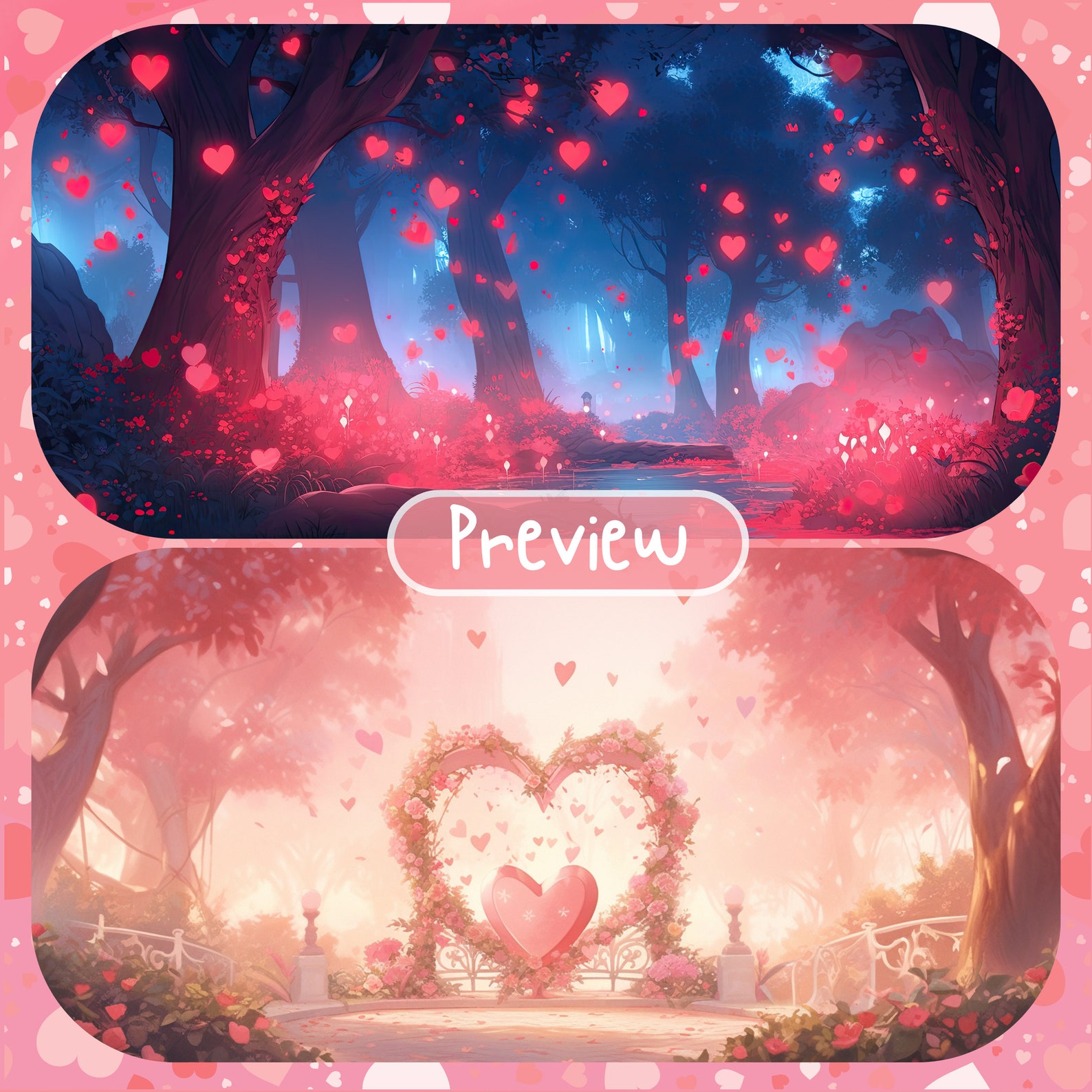 Valentine Day Vtuber Background 100x Virtual Background Stream Asset ...