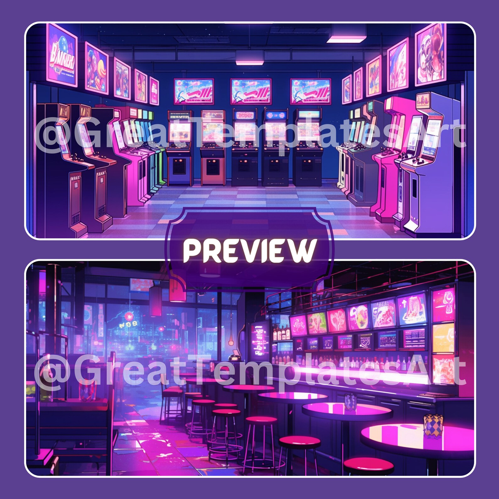 Neon Vtuber Backgrounds Zoom Background Stream Assets Lofi Background ...