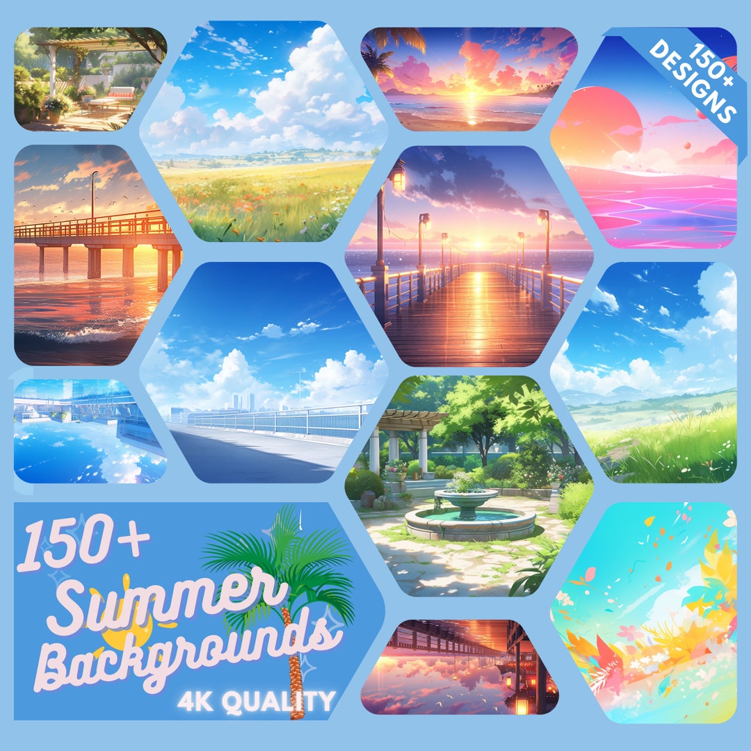 Summer Vtuber Backgrounds: 150+ Twitch Stream Assets (PNG Digital ...