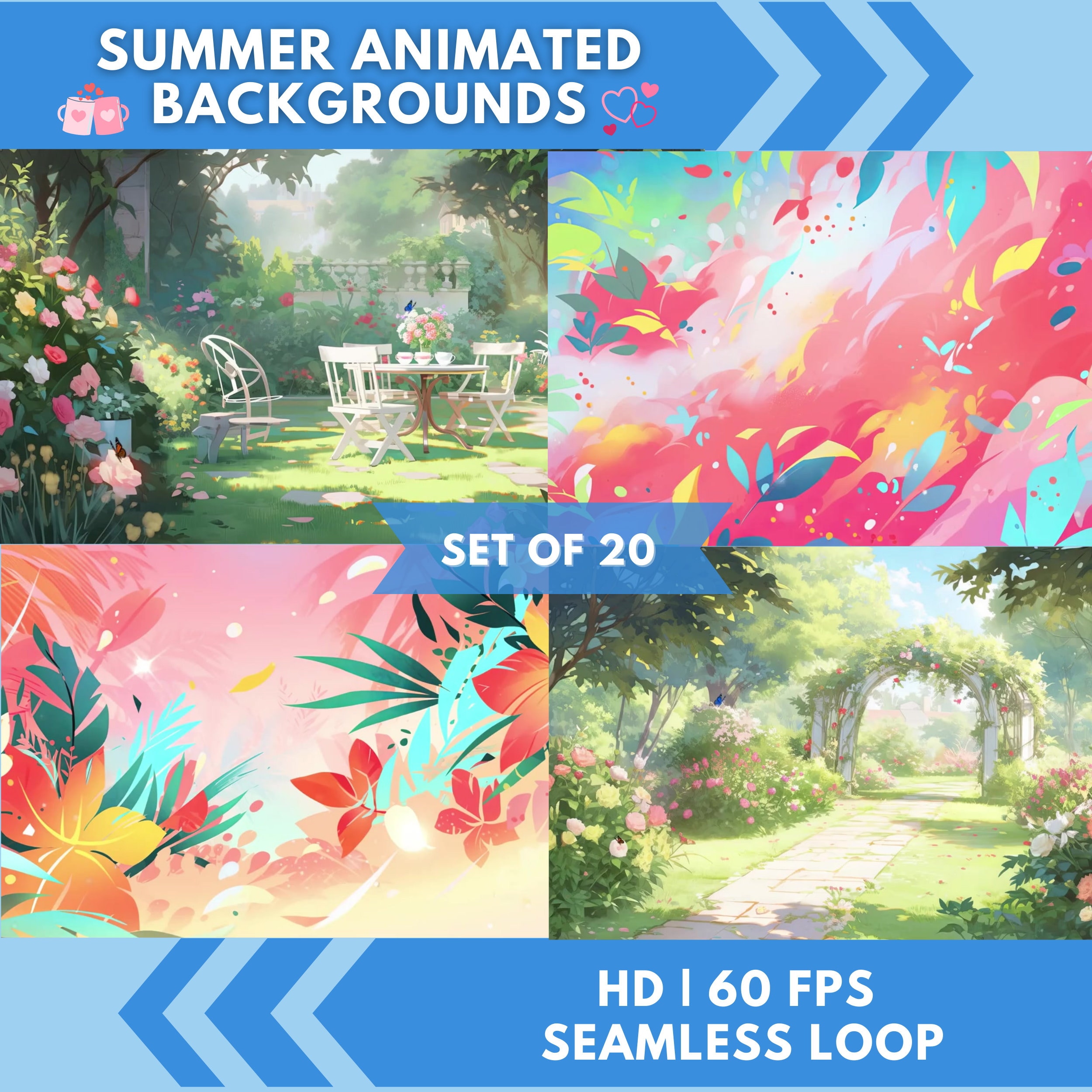 Summer Vtuber Backgrounds: 200+ Animated Scenes & Chairs (mega Pack) - Etsy