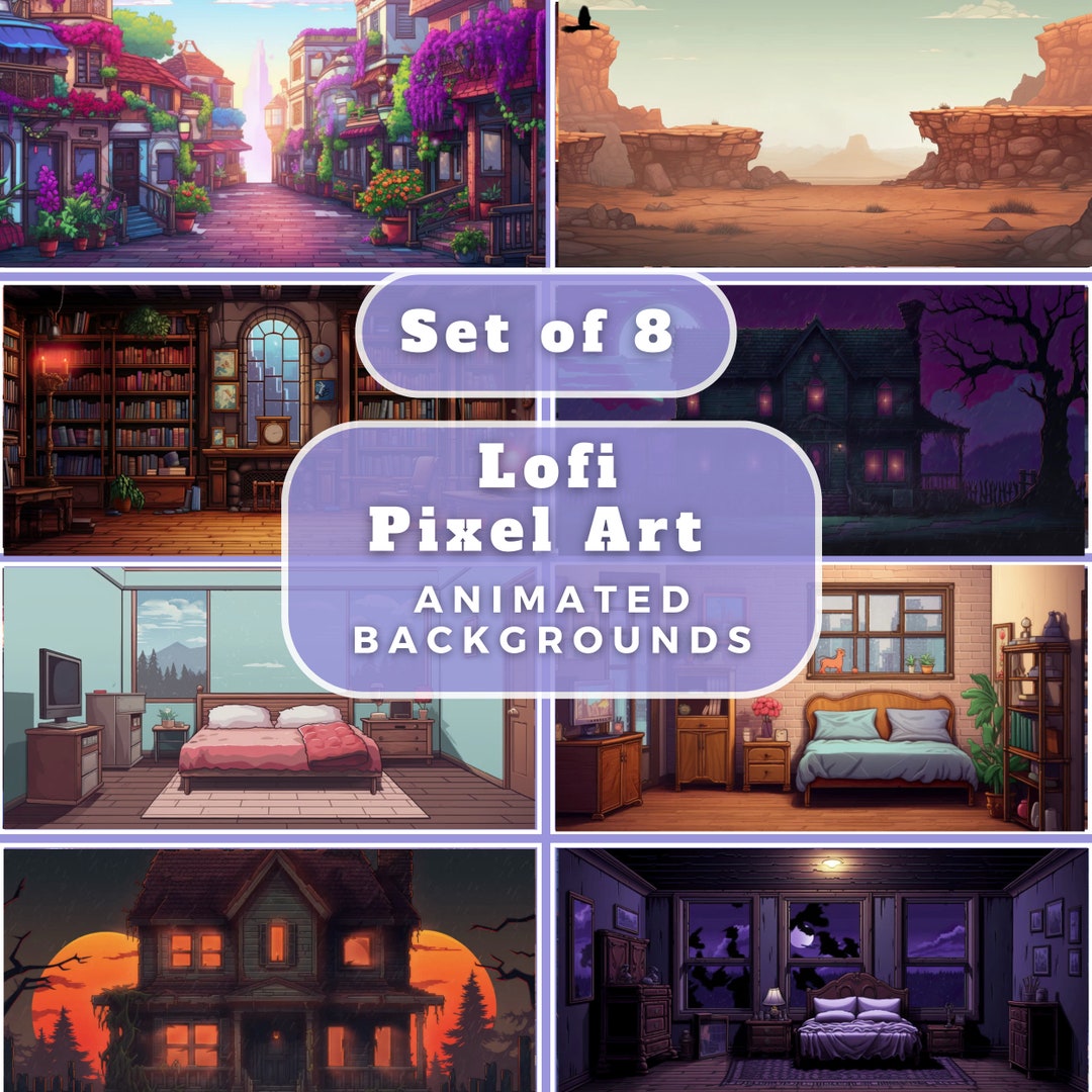 Twitch Animated Backgrounds: Lo-fi Pixel Art Stream Overlay (8 .mp4 ...