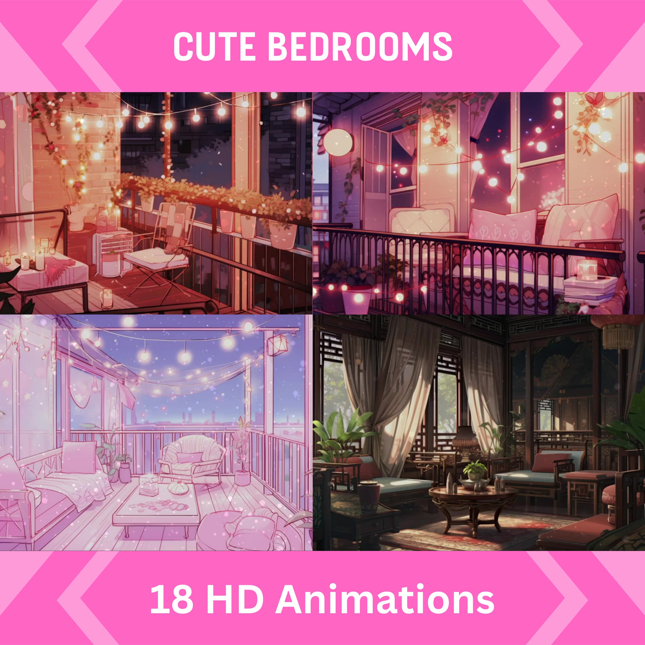 Lofi Anime Animated Backgrounds: Cozy Bedroom & Balcony Loops (digital ...