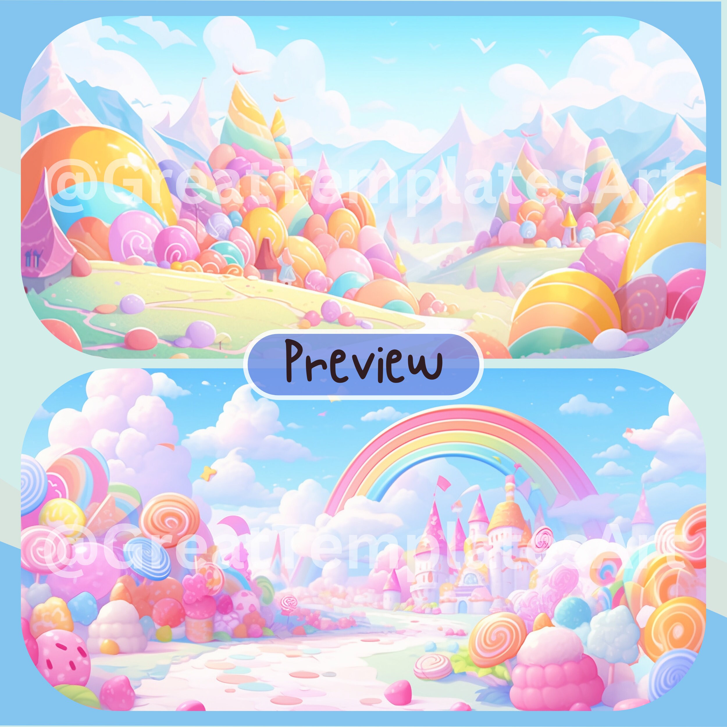 Candy Land Vtuber Background 100x Christmas Virtual Background Stream ...