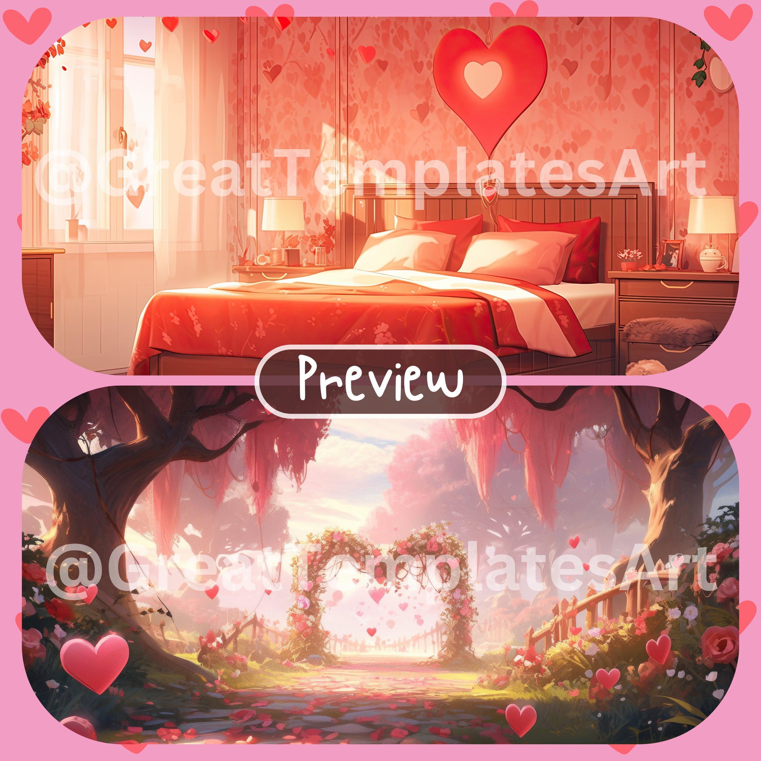 Valentine Day Vtuber Background 100x Virtual Background Stream Asset ...
