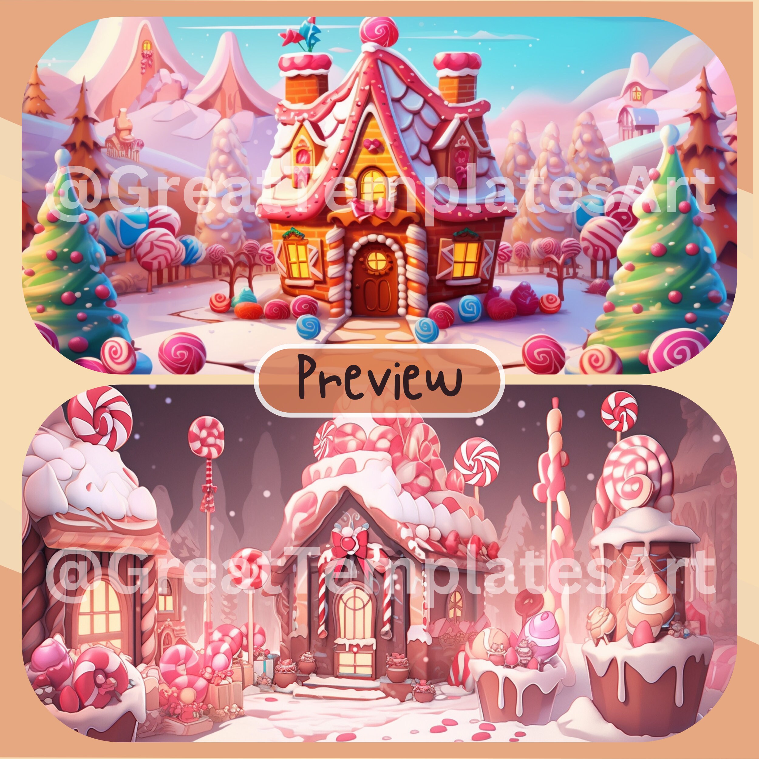 Candy Land Vtuber Background 100x Christmas Virtual Background Stream ...