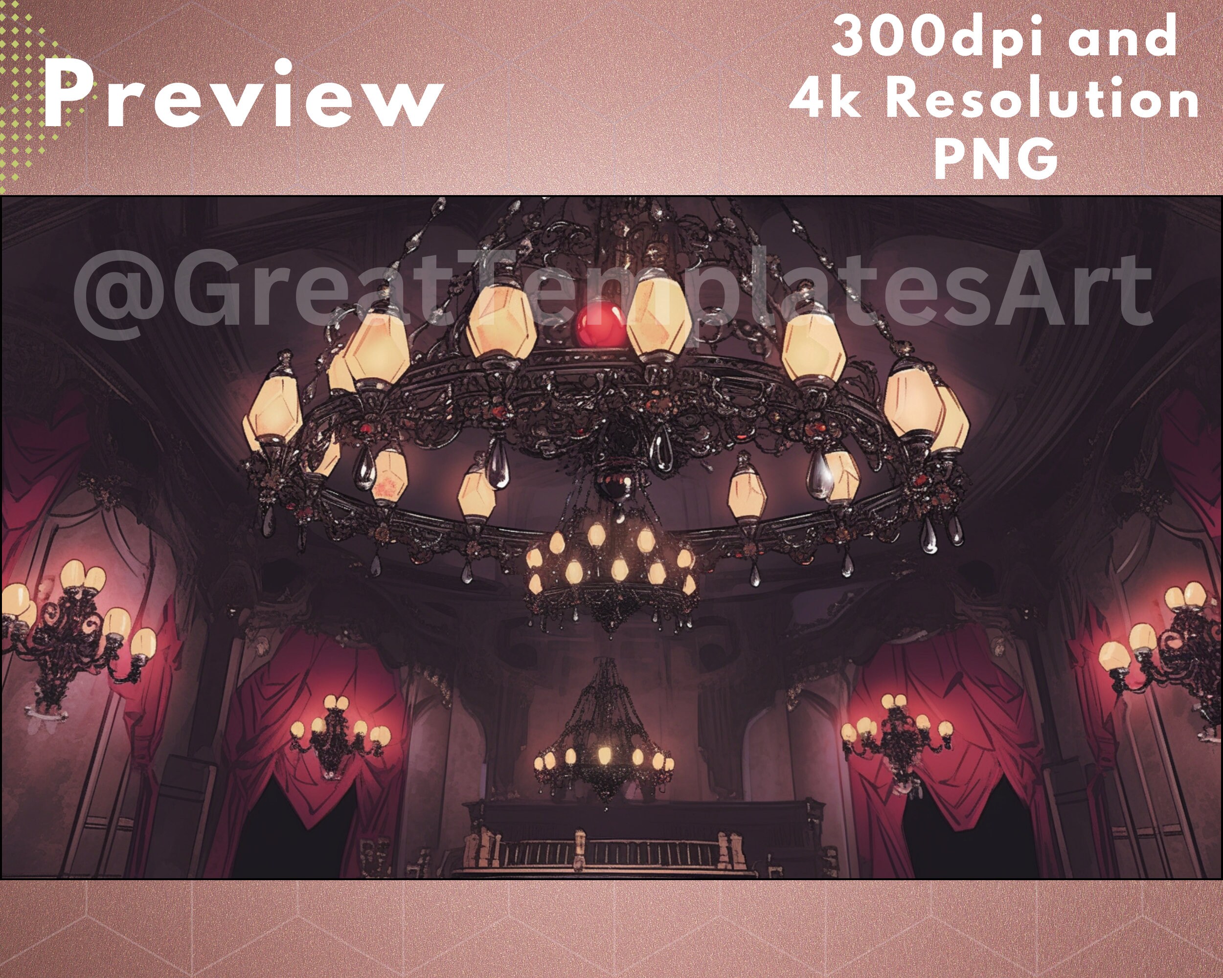 Gothic Vtuber Background 50x Virtual Background Stream Asset Lofi ...