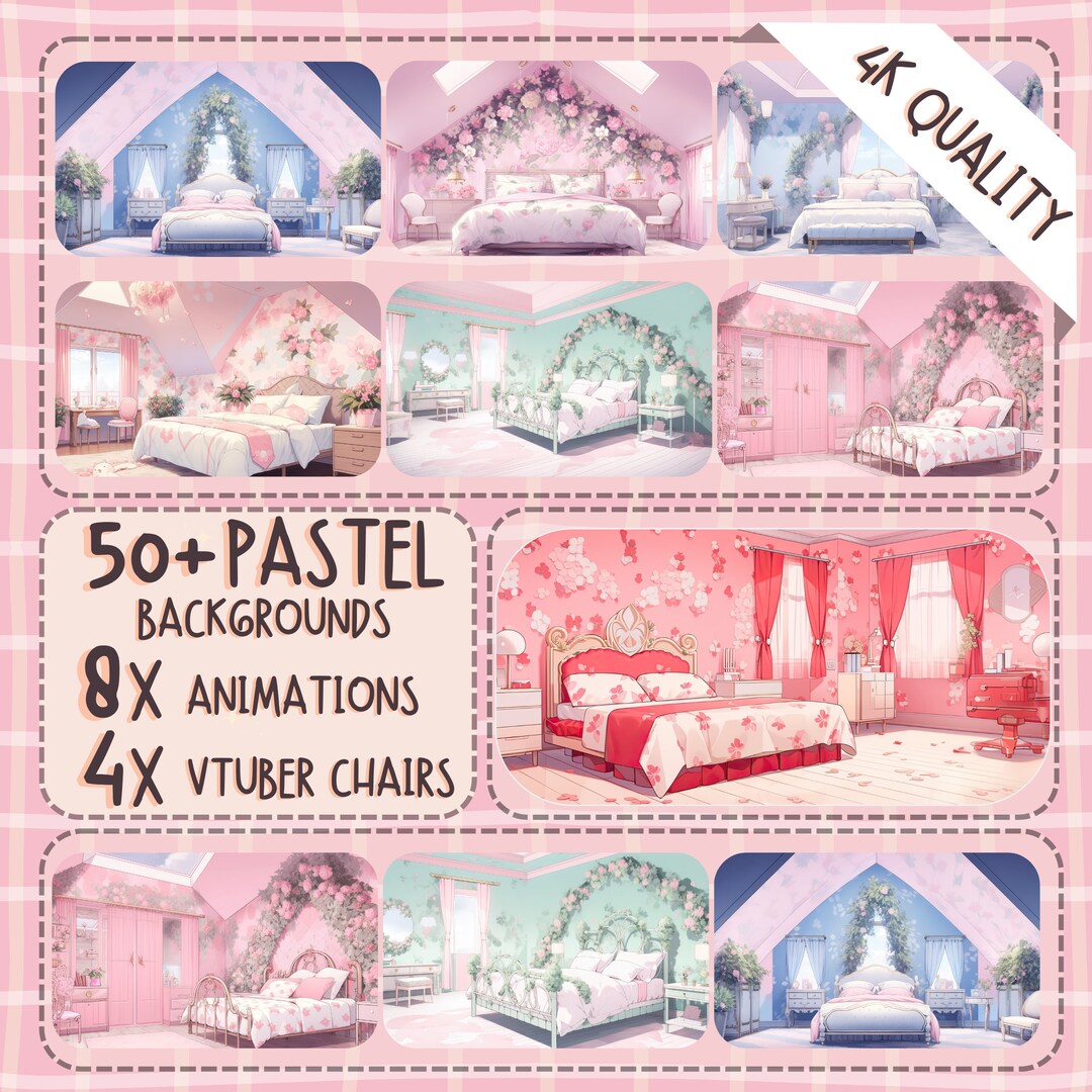 Vtuber Overlay Stream Package - 50x Pastel Background 8x Animated ...