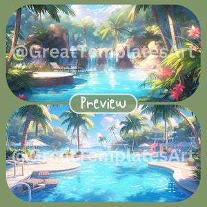 Mid-summer Vtuber Backgrounds: Twitch Stream Overlay (PNG Digital ...