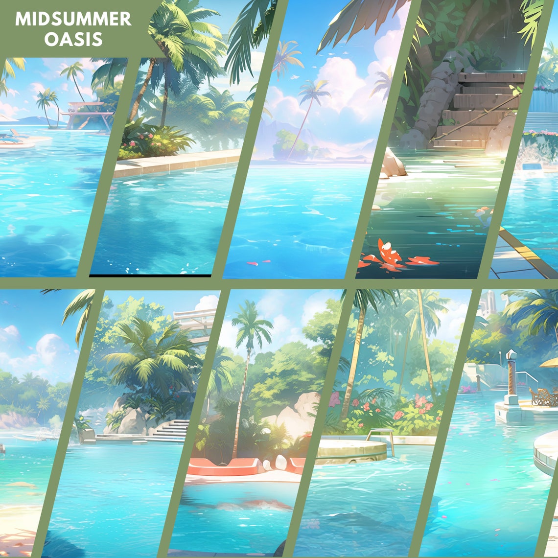 Mid-summer Vtuber Backgrounds: Twitch Stream Overlay (PNG Digital ...