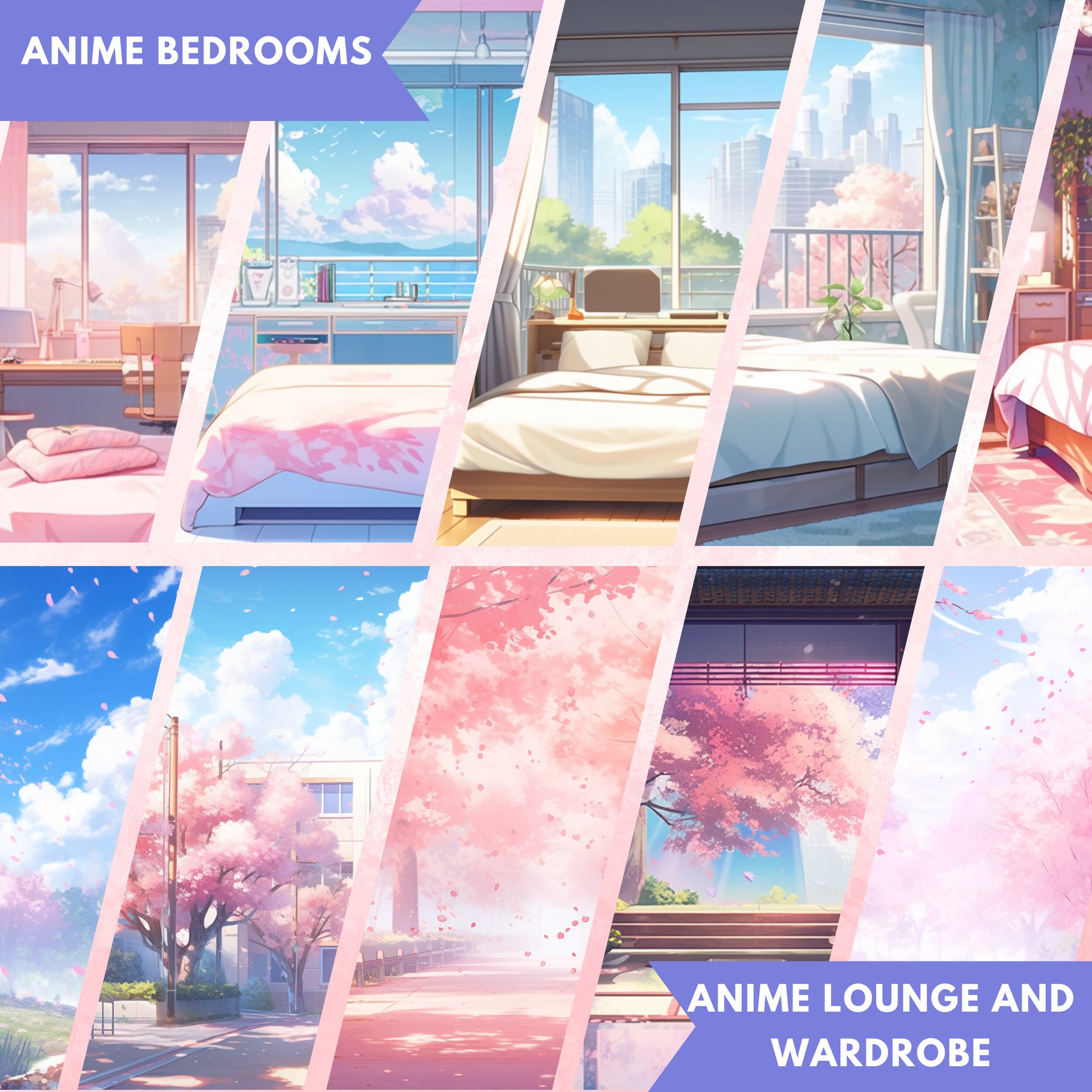 100 Anime Vtuber Backgrounds: Lofi Stream & Zoom Overlays (digital ...