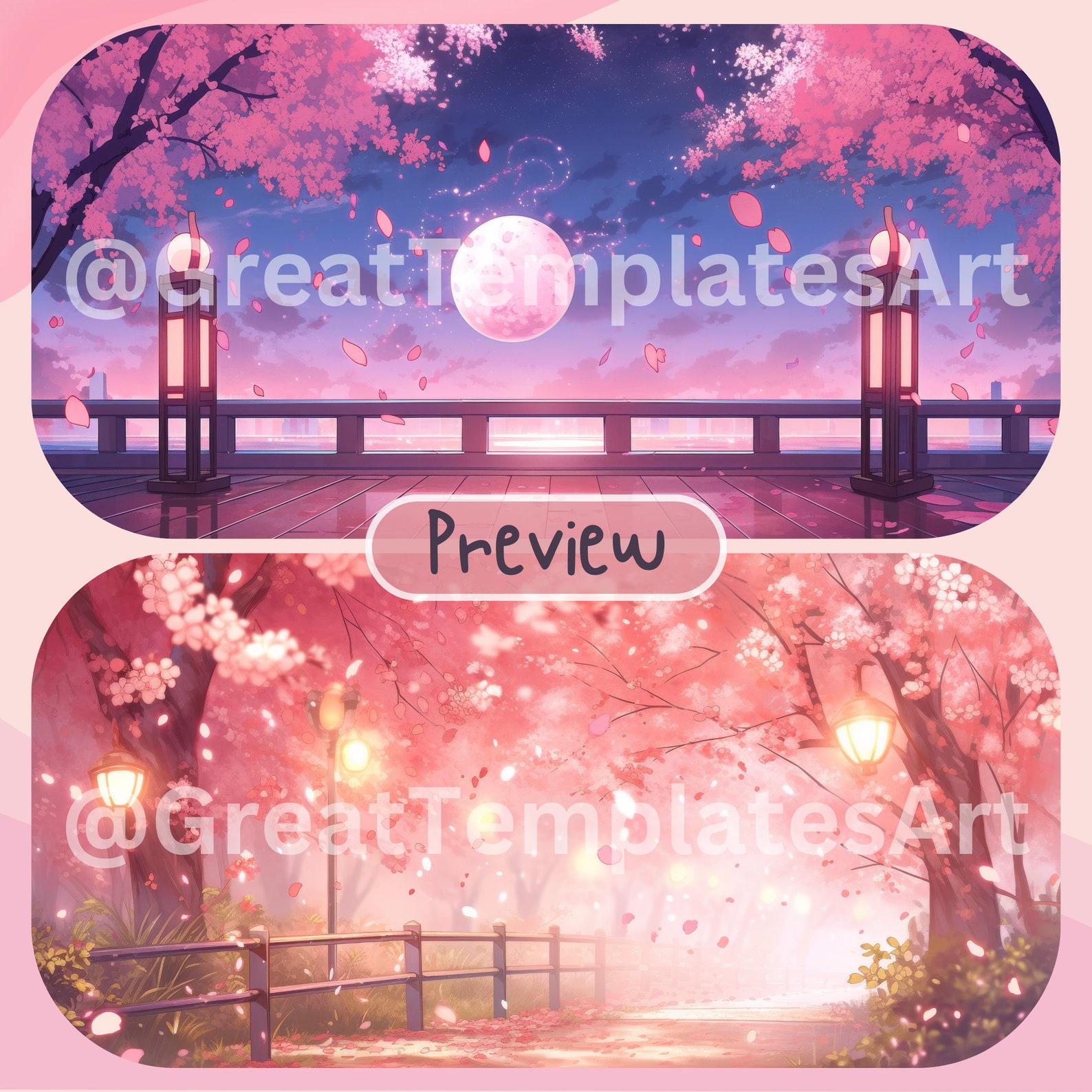 Cherry Blossom Anime Virtual Background Vtuber Background Stream Asset ...