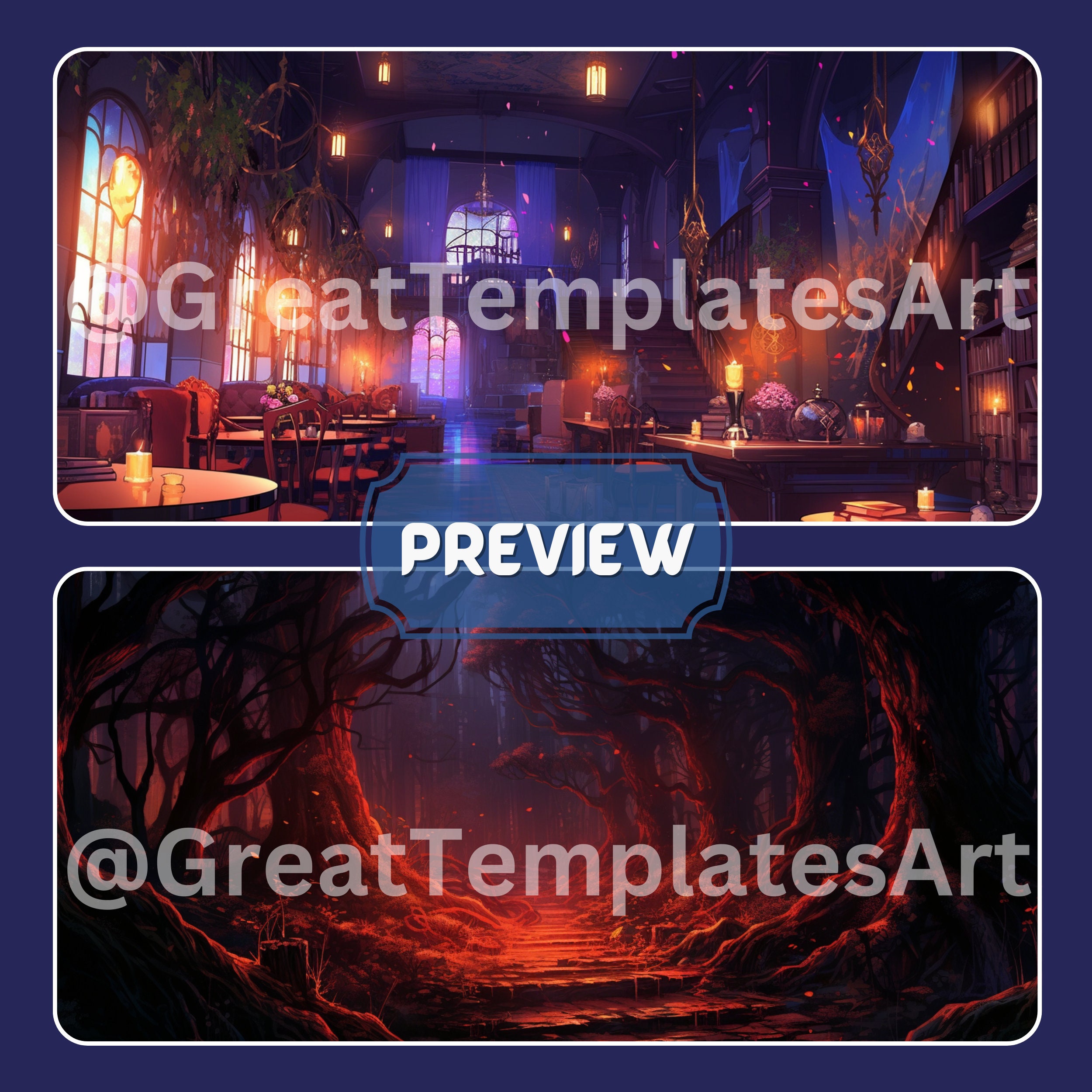 50x Spooky Halloween: Vtuber Backgrounds , Stream Assets for Twitch and ...