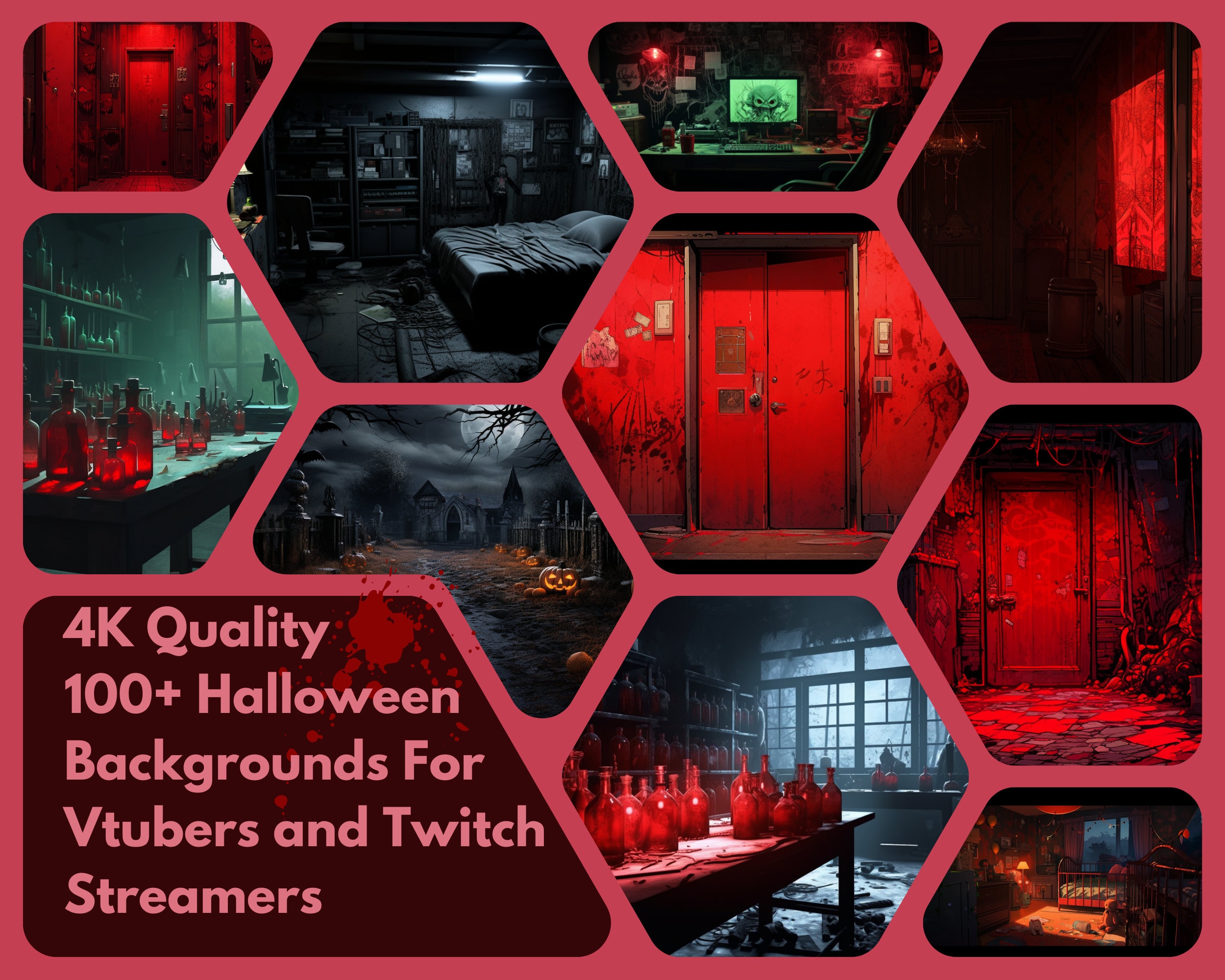 Halloween Vtuber Background 100x Virtual Background Stream Asset Lofi ...