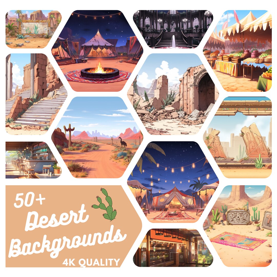 Vtuber Background 50x Desert Virtual Background Stream Asset Lofi ...