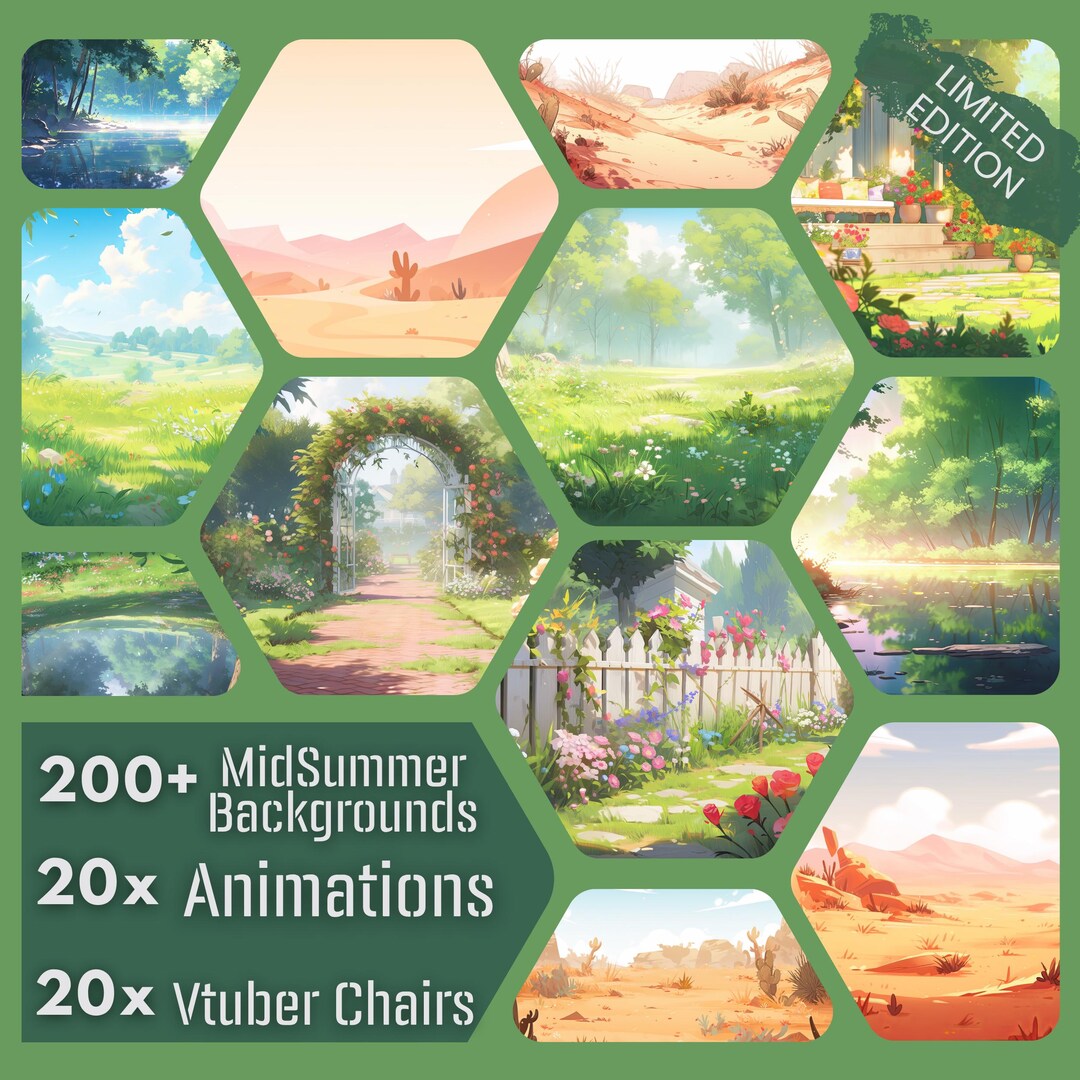 Midsummer Vtuber Stream Package: 200+ Animated Backgrounds & Chairs ...