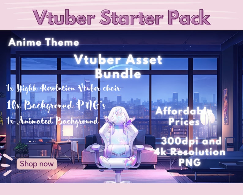 Vtuber Stream Package Vtuber Background Vtuber Gaming Chair Animated ...
