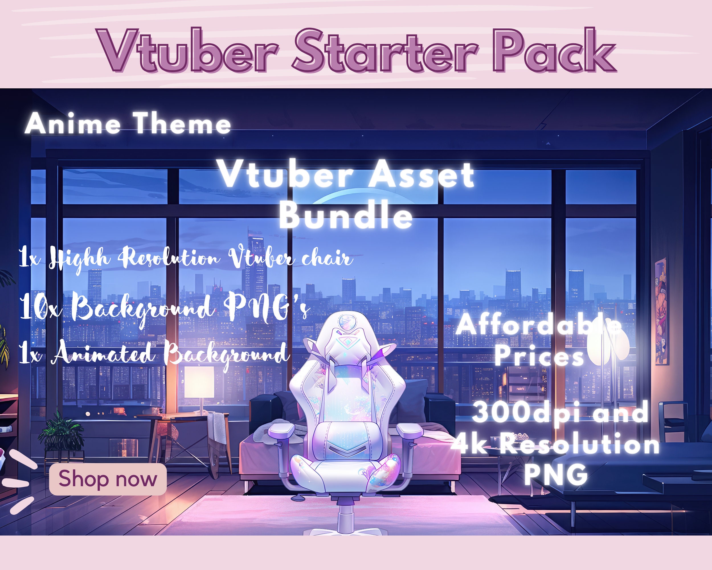 Vtuber Stream Package Vtuber Background Vtuber Gaming Chair Animated ...