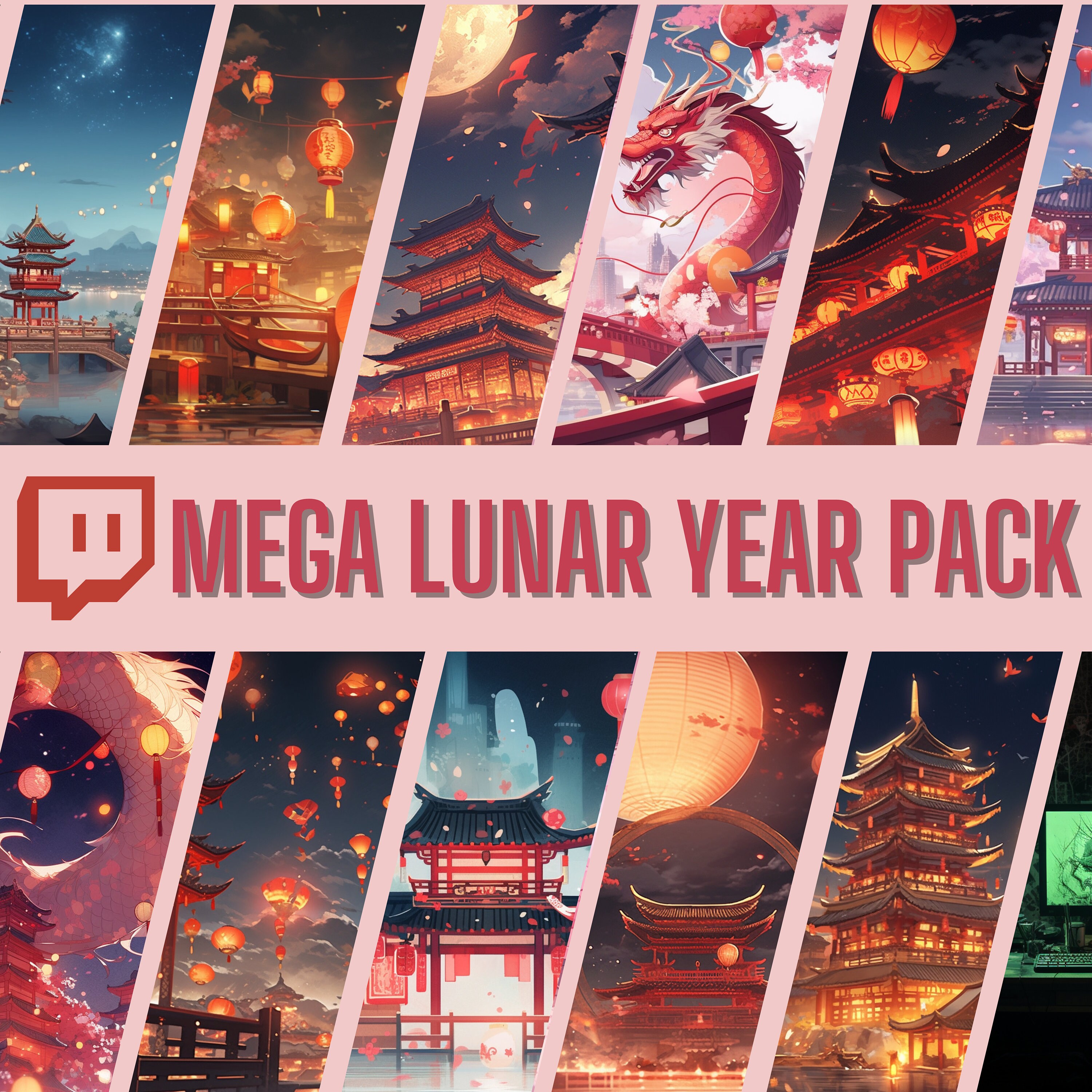 Mega Pack 200x Lunar Year Vtuber Stream Backgrounds Package Twitch ...