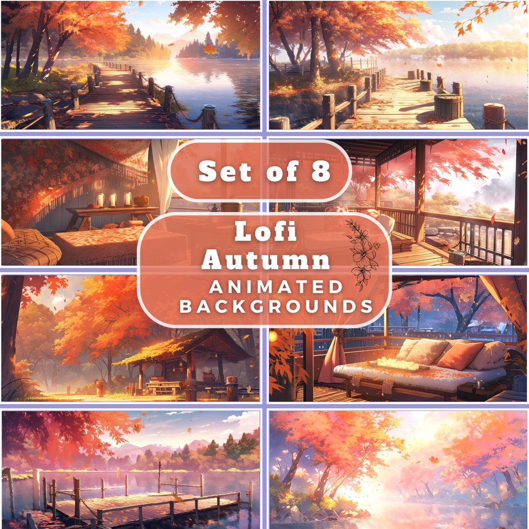 8x Anime Autumn Animated Backgrounds: Lo-fi Cozy Stream Vtuber Overlay ...