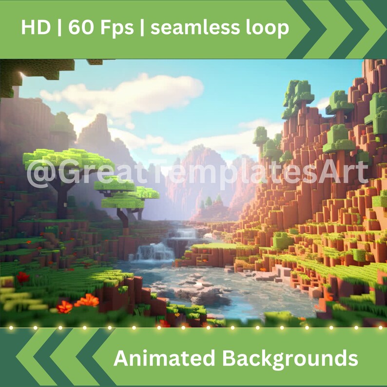 8x Animated Twitch Screens Minecraft Twitch Overlay Stream Overlay ...