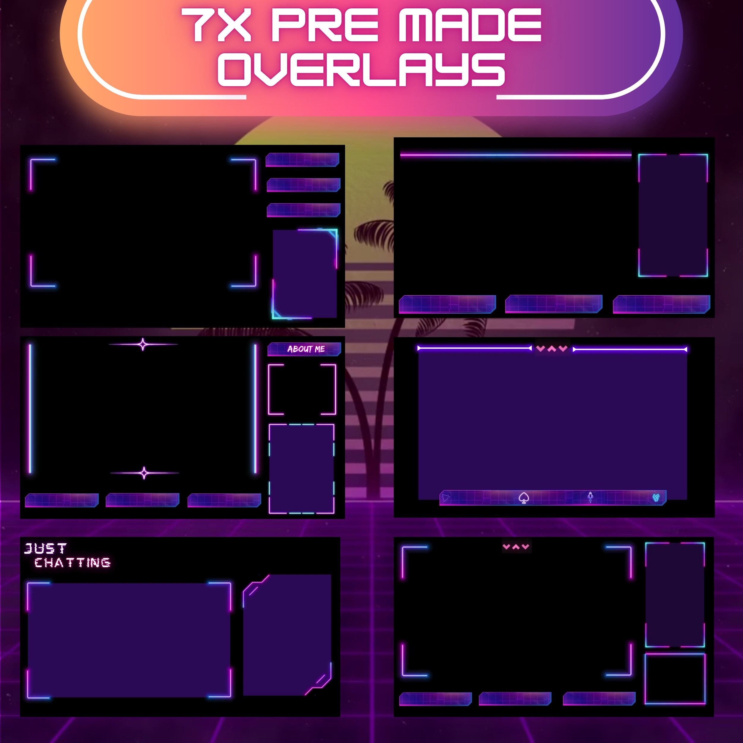 Synthwave Animated Twitch Stream Overlay Package (digital Download) - Etsy